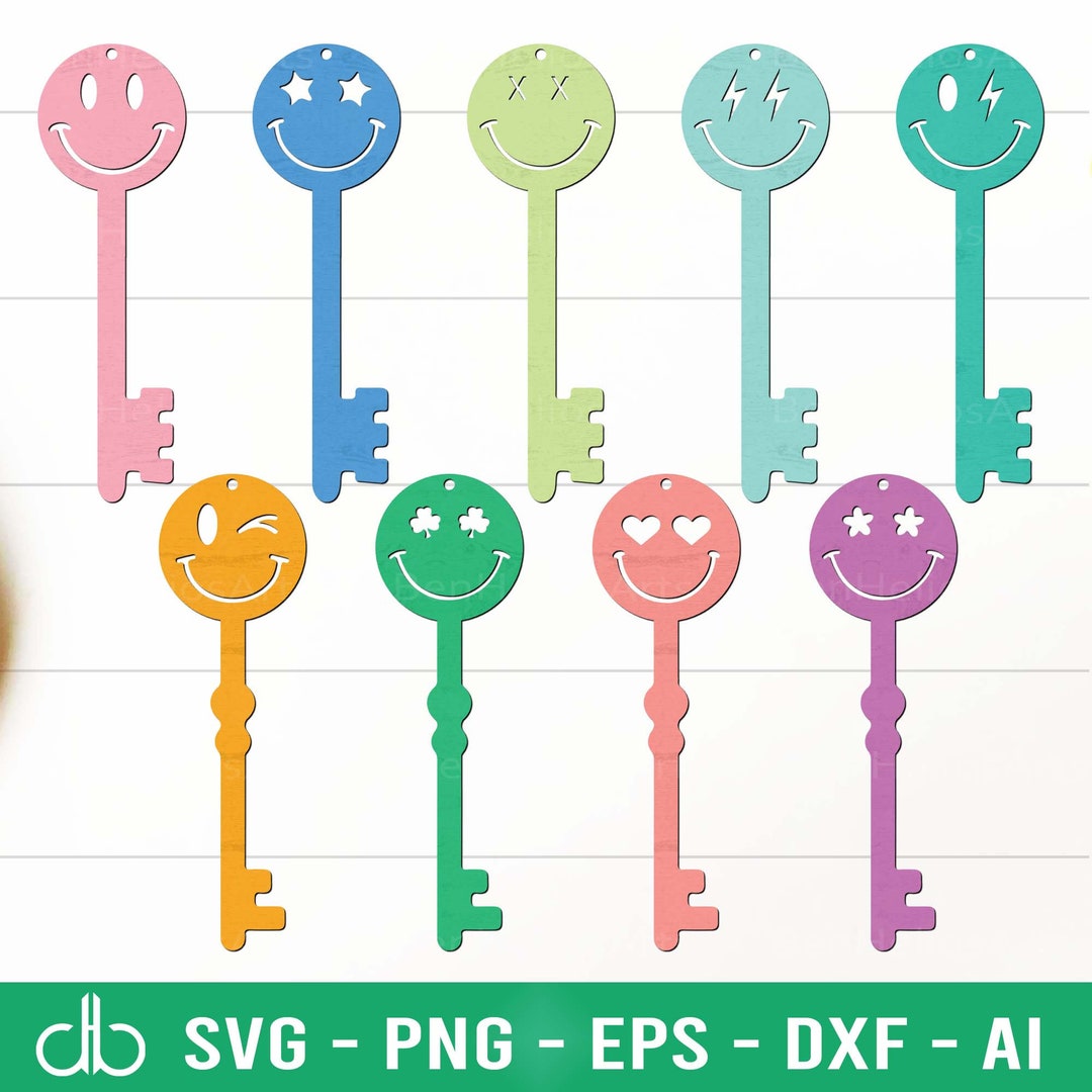 Smiley Face Magic Key SVG Bundle, Smiley Face Keys SVG, Smiley Keys SVG ...