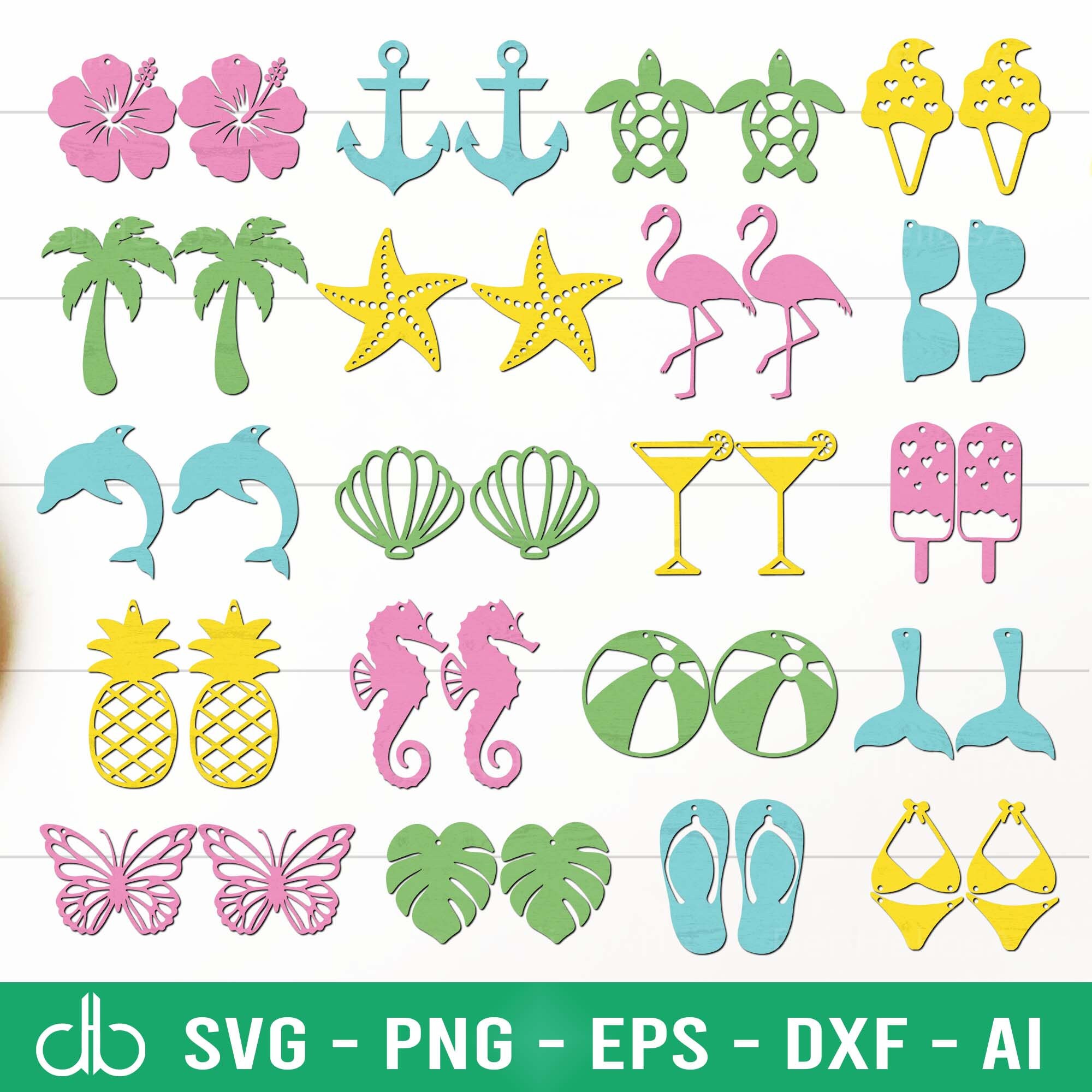 Summer Earring SVG Bundle, Summer Earrings SVG, Earrings SVG, Faux ...