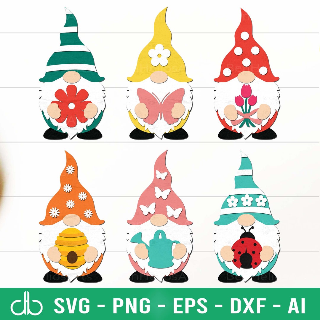 Spring Gnome Bundle SVG, Spring Gnomes SVG, Spring Gnome Ornaments SVG ...