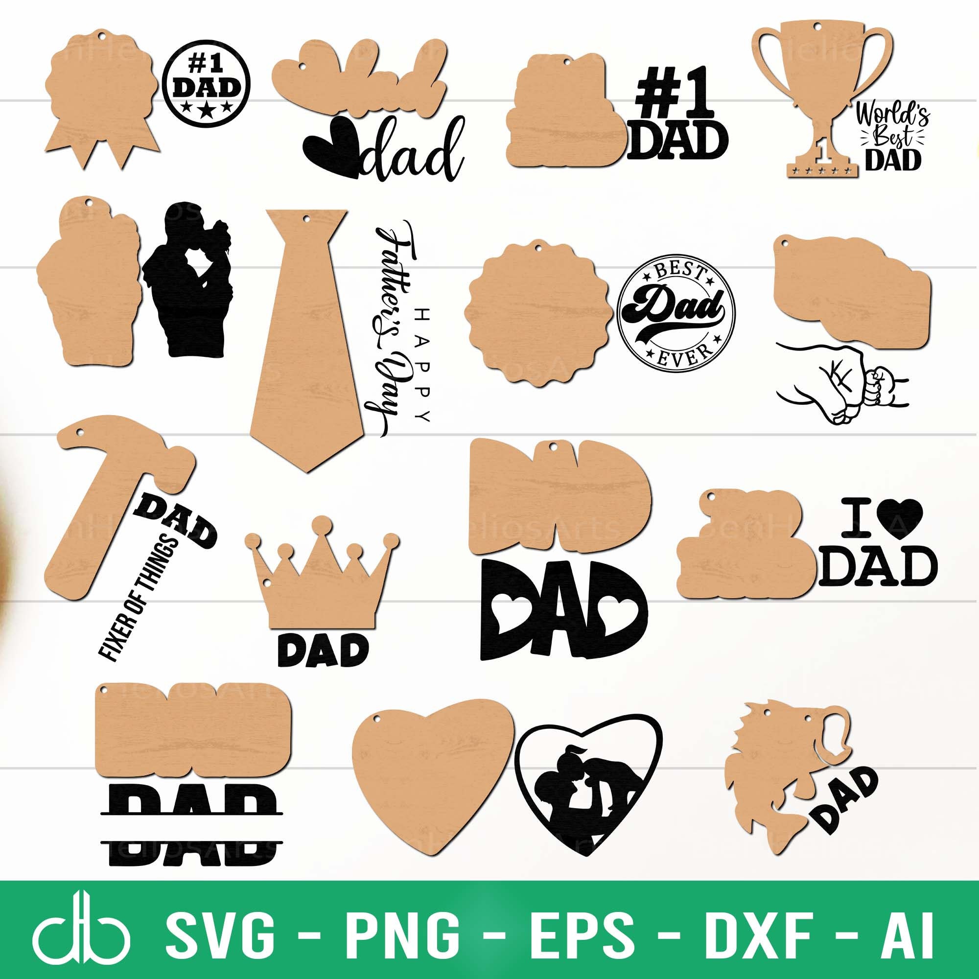 Fathers Day Keychain SVG Bundle, Dad Keychain SVG Bundle, Acrylic ...