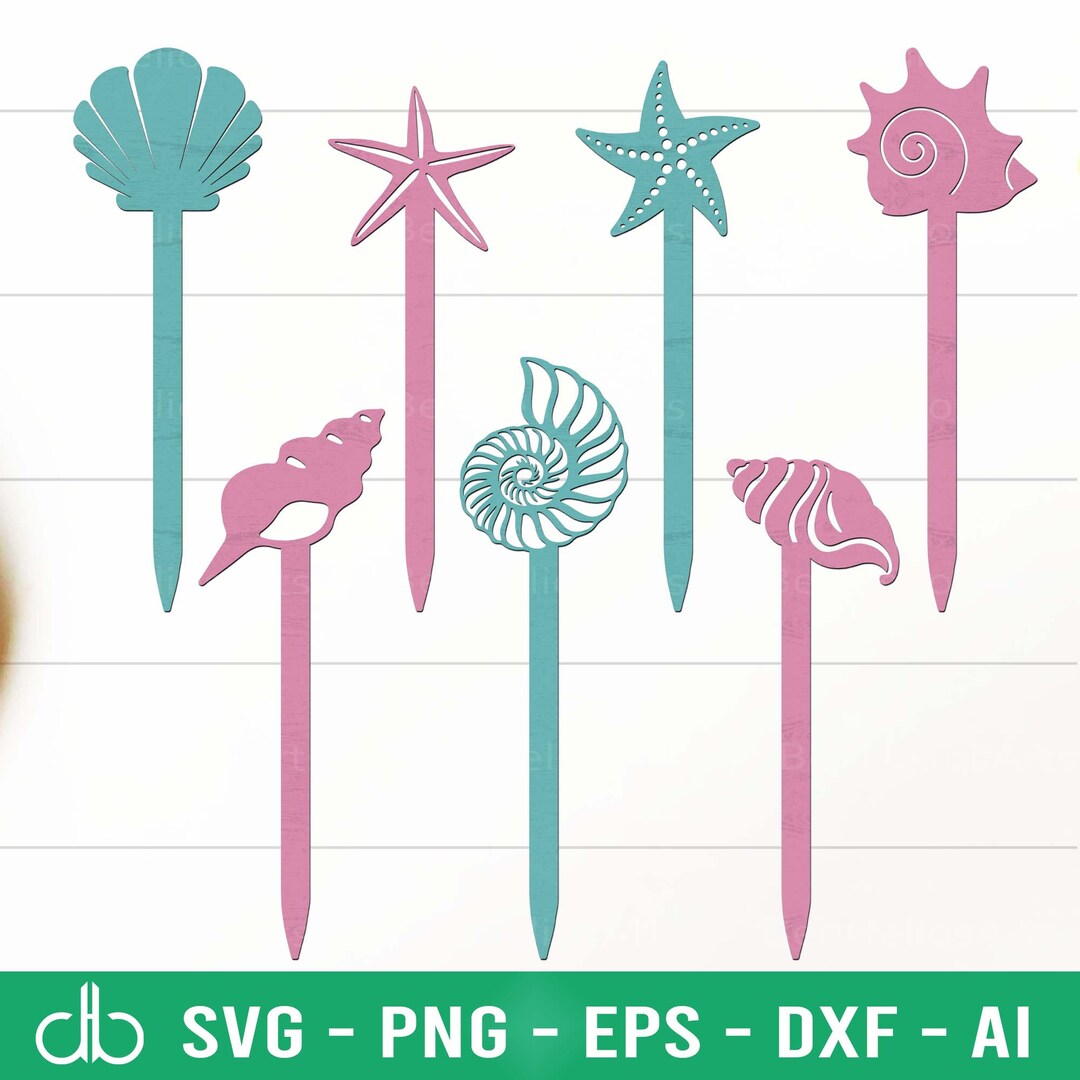 Seashell Cake Toppers SVG, Seashell Cake Topper Bundle, Birthday Cake ...