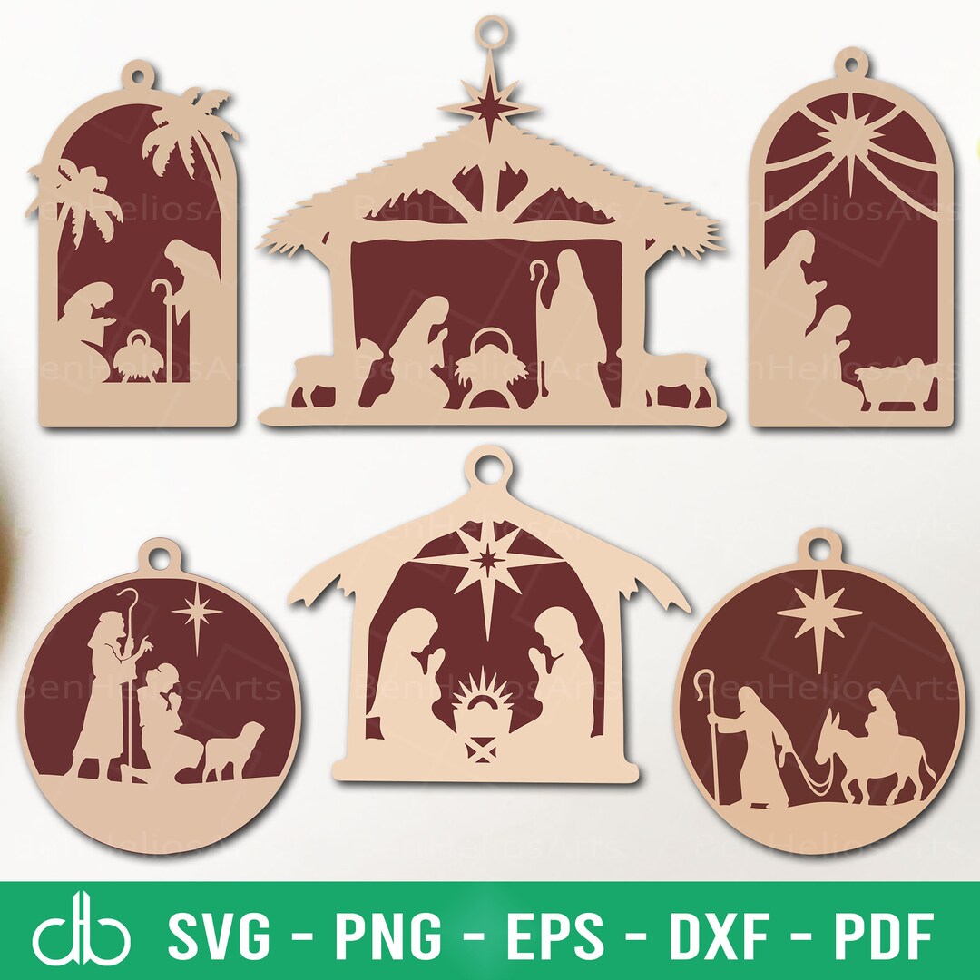 Christmas Nativity Scene Ornaments SVG, Nativity SVG Bundle, Nativity ...