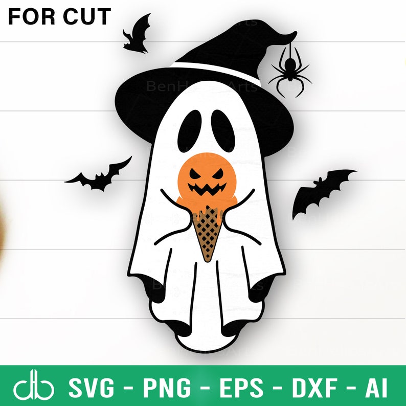 Ghost Ice Cream SVG, Ghost Ice Cream Cone SVG, Ghost SVG, Ice Cream Svg ...