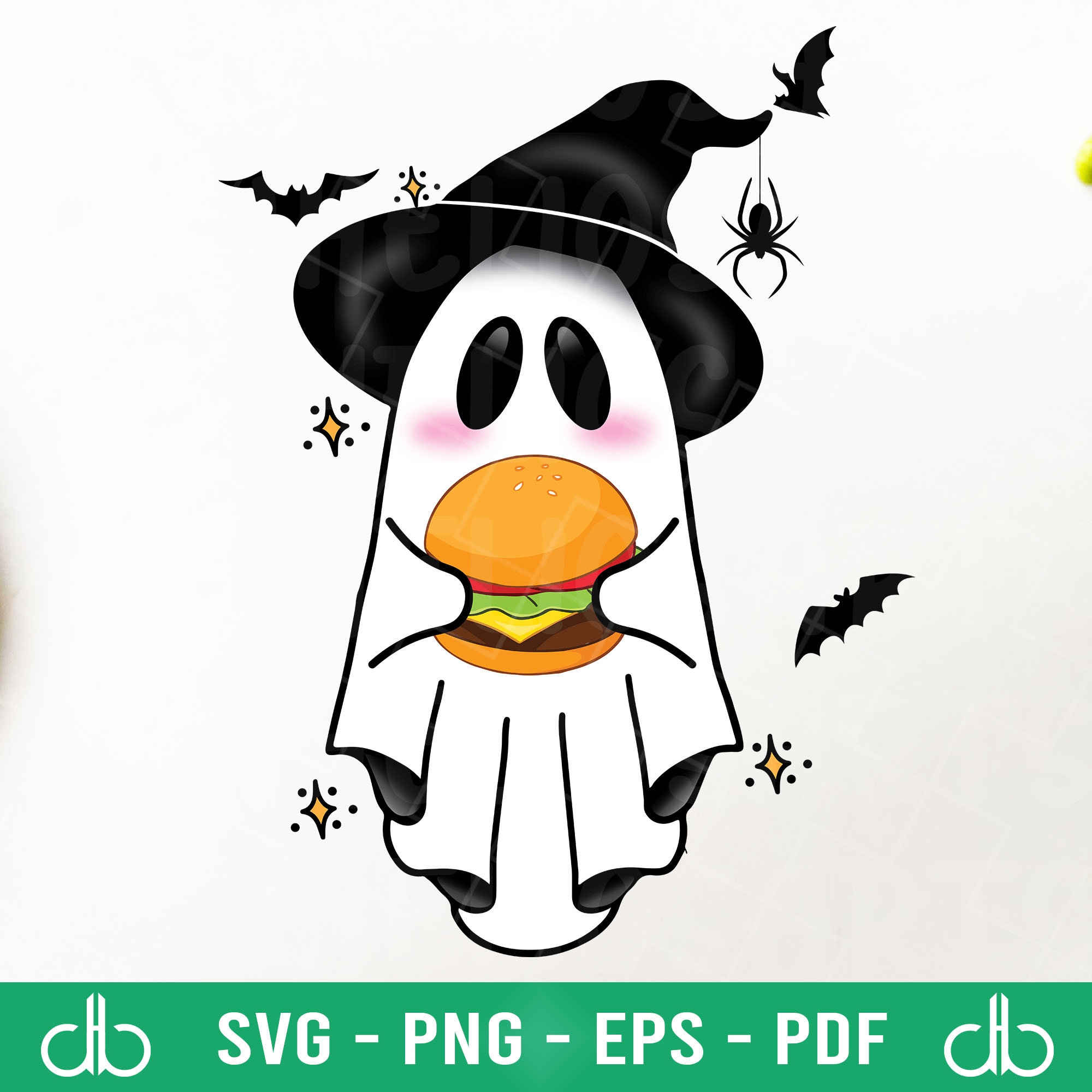 Ghost Hamburger SVG, Ghost Holding Hamburger SVG, Ghost Burger SVG ...