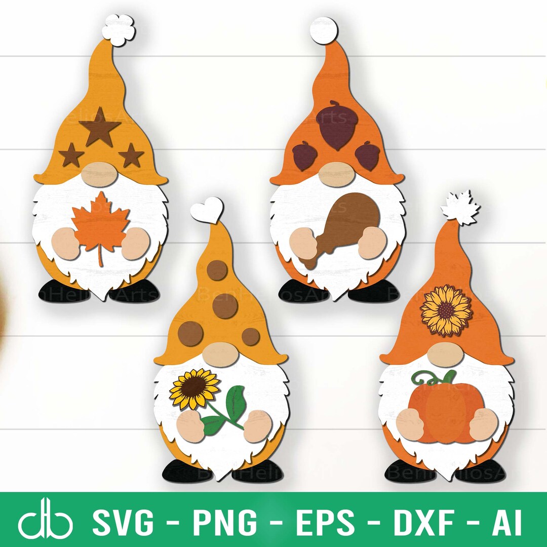 Thanksgiving Gnomes SVG Bundle, Fall Gnome SVG, Autumn Gnome SVG, Fall ...