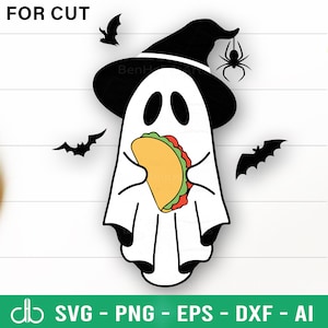 Ghost Taco SVG, Ghost Love Taco SVG, Ghost Holding Taco SVG, Ghost Eating Taco Svg, Sweet Cute ...