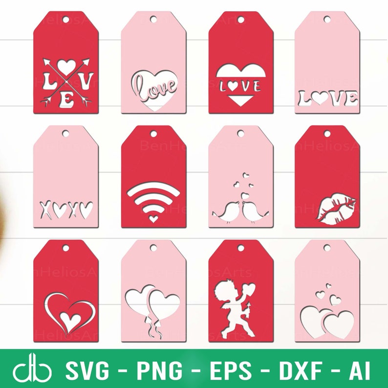 Gift Tags SVG Valentine Gift Tags SVG Bundle Valentine Tags - Etsy