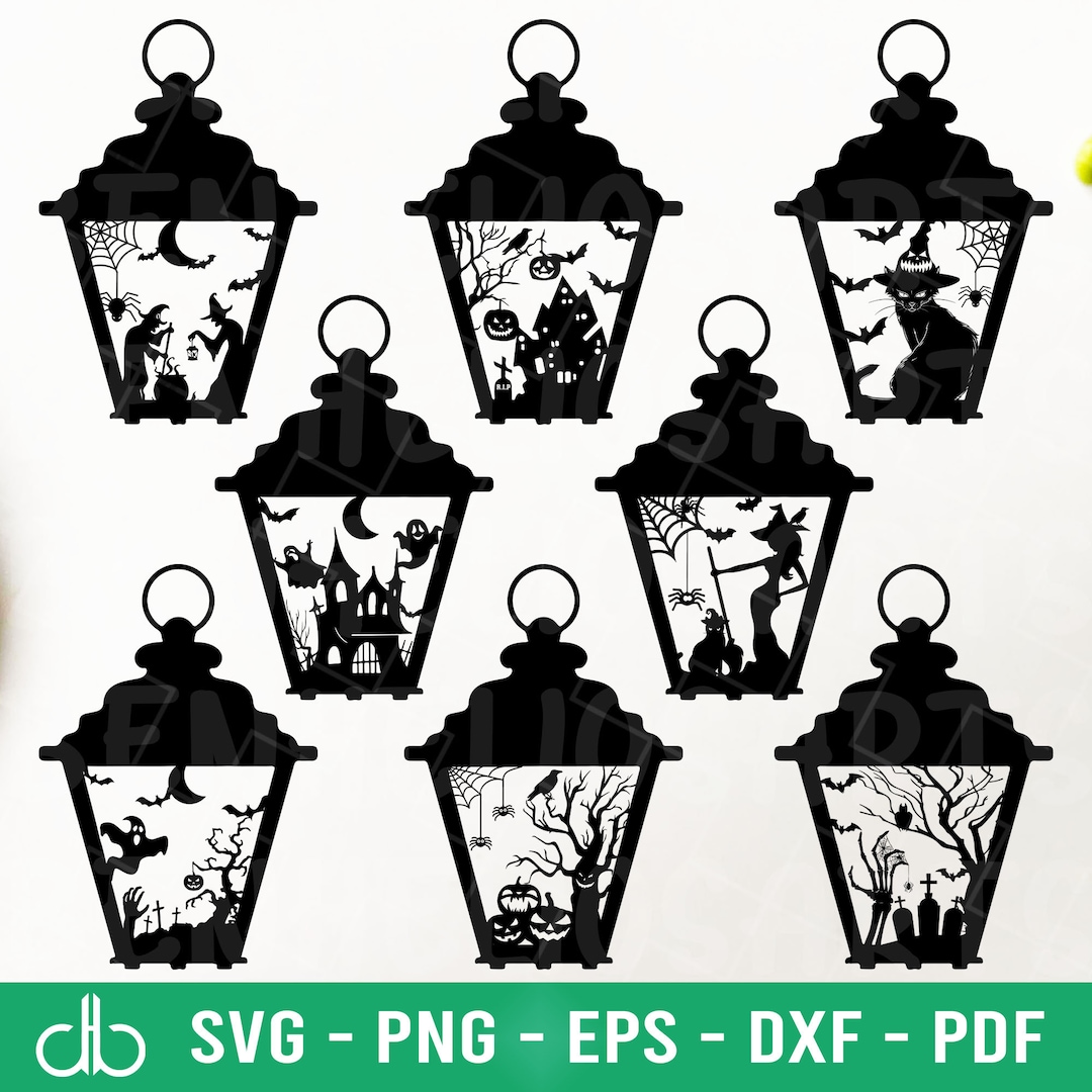 Halloween Lantern Bundle SVG Lanterns SVG Lantern Scene SVG - Etsy