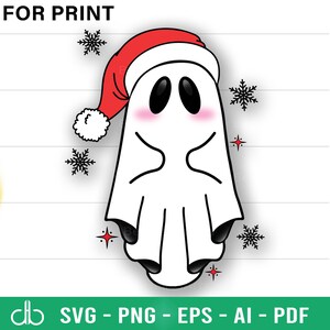 Ghost Santa Hat SVG, Ghost Christmas Hat SVG, Ghost Merry Christmas SVG ...