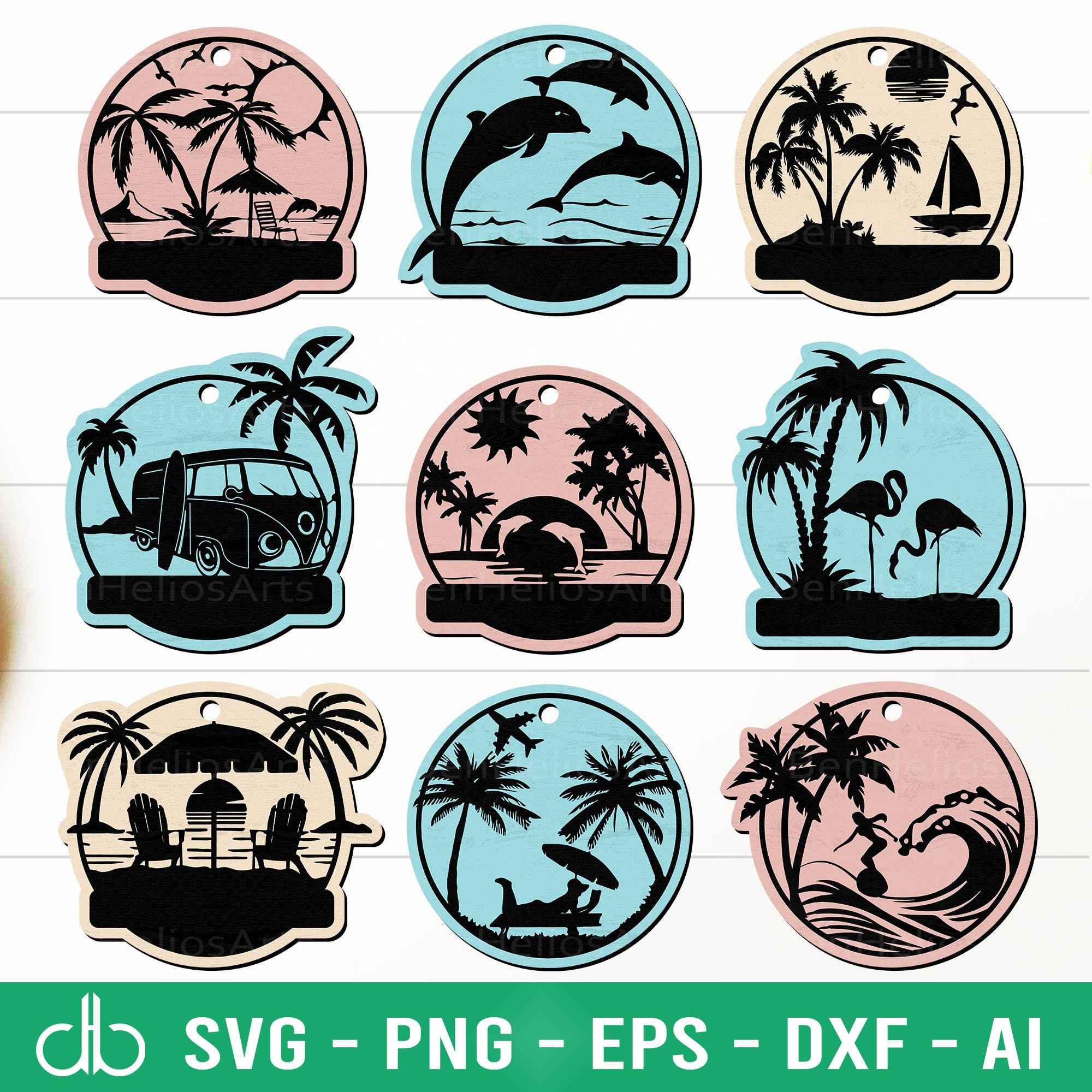 Beach Keychain SVG Bundle, Summer Keychain SVG Bundle, Round Keychain ...