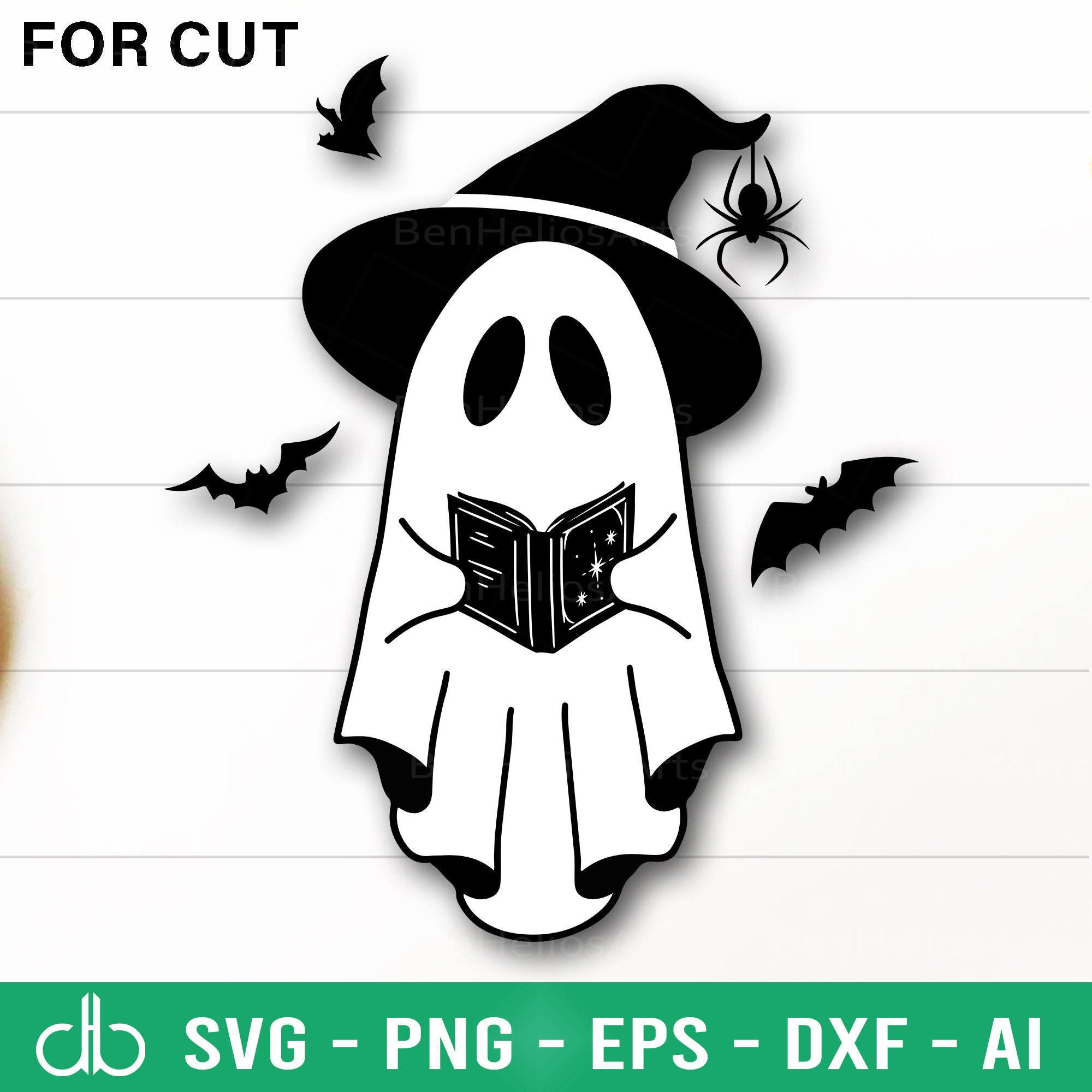 Ghost Book SVG, Ghost Reading Book SVG, Ghost Holding Book SVG ...