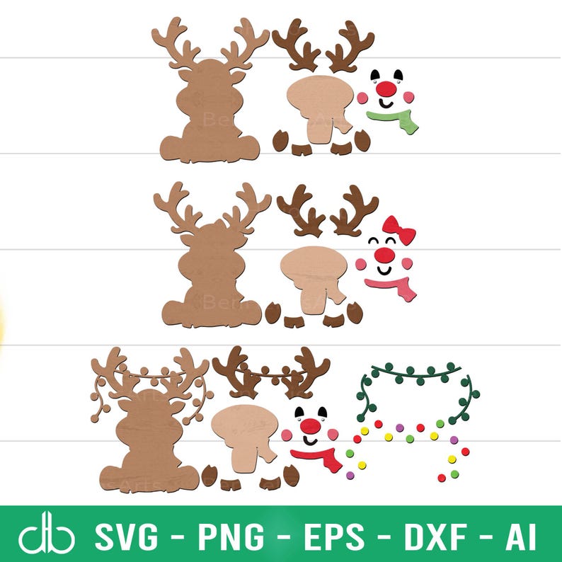 Christmas Reindeer SVG Bundle, Cute Reindeer SVG, Christmas Reindeer ...