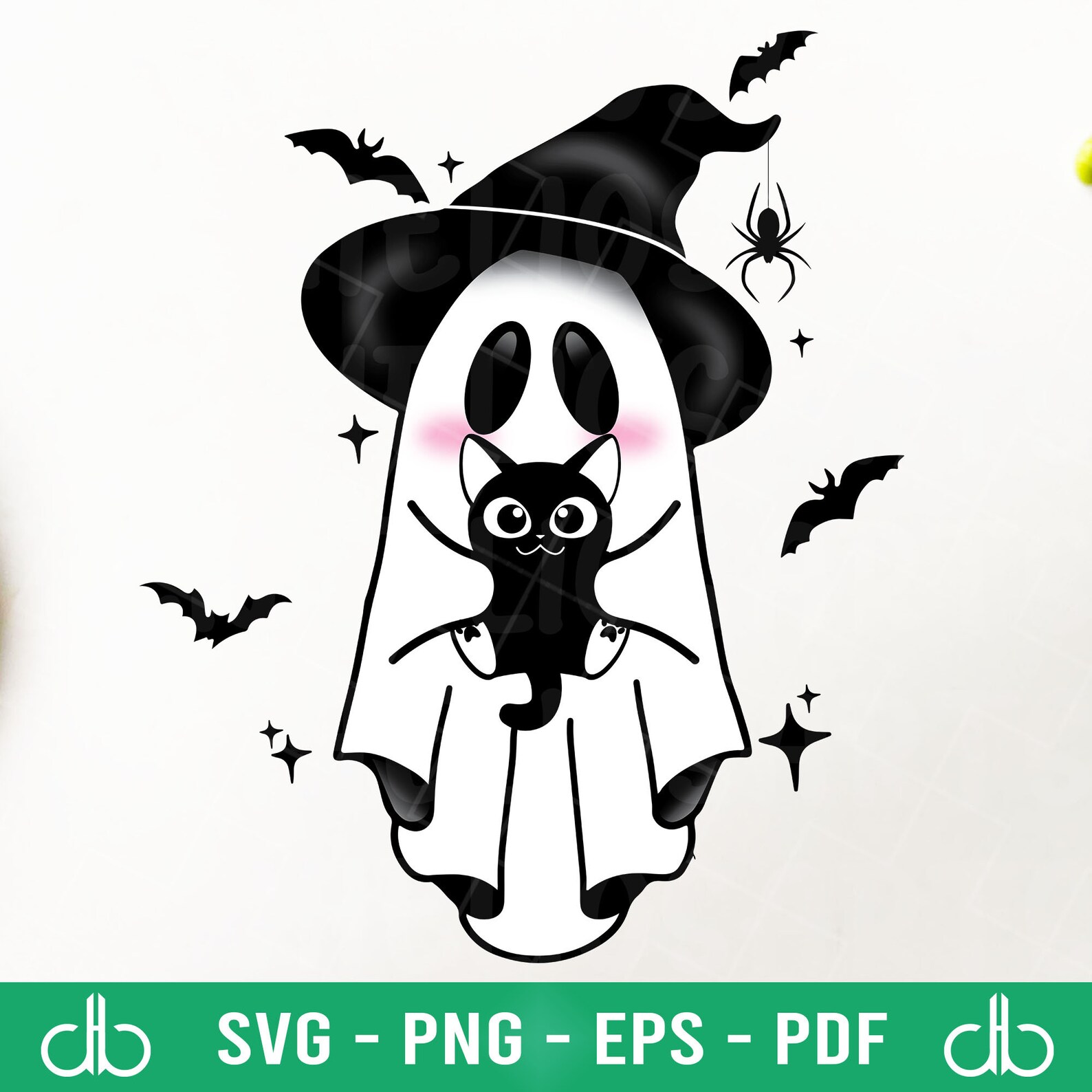 Ghost Cat SVG, Ghost Love Cat SVG, Ghost Holding Cat SVG, Sweet Cute ...