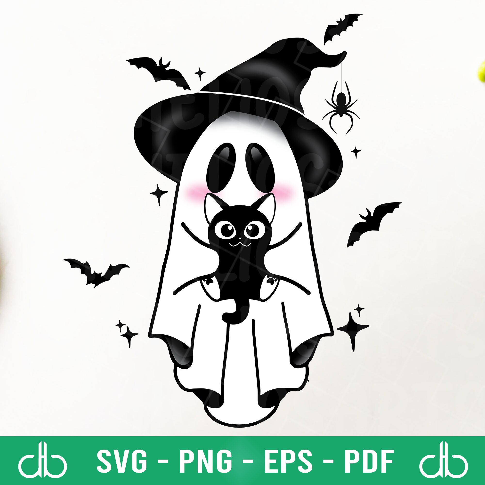 Ghost Cat SVG, Ghost Love Cat SVG, Ghost Holding Cat SVG, Sweet Cute ...