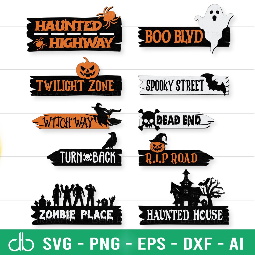 Halloween Street Signs SVG, Halloween Signs SVG, Halloween Yard Sign ...