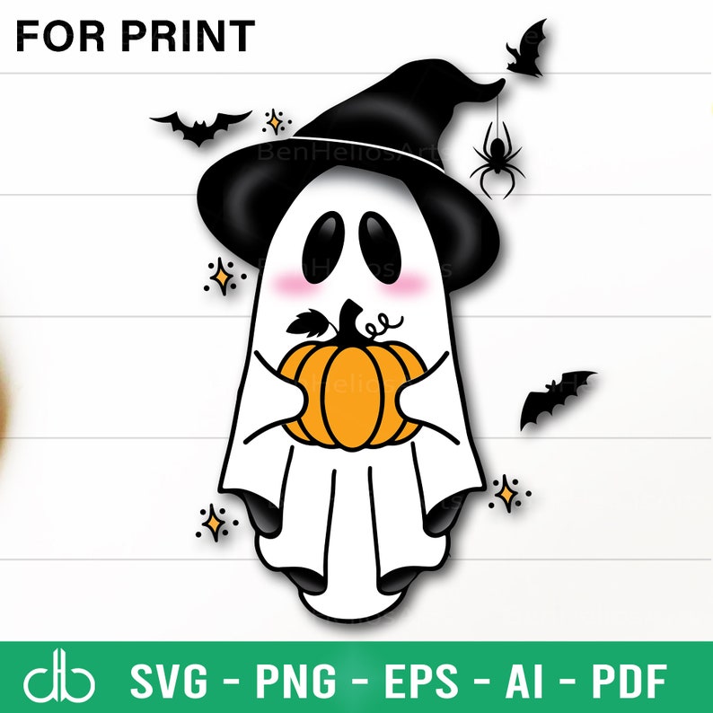 Ghost Holding Pumpkin SVG, Ghost Pumpkin SVG, Autumn Ghost SVG, Fall ...