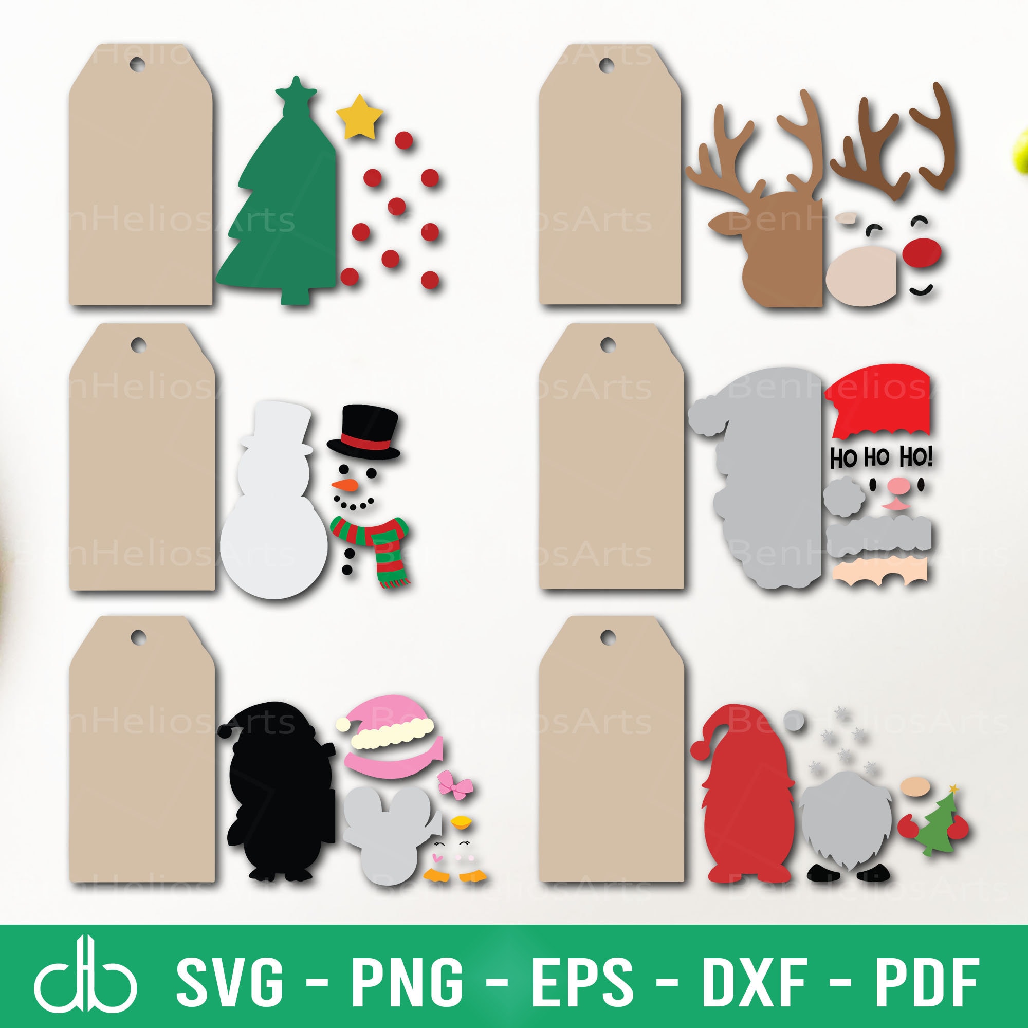 Christmas Tags SVG, Gift Tags SVG, Christmas Gift Tags SVG Bundle, Pine ...
