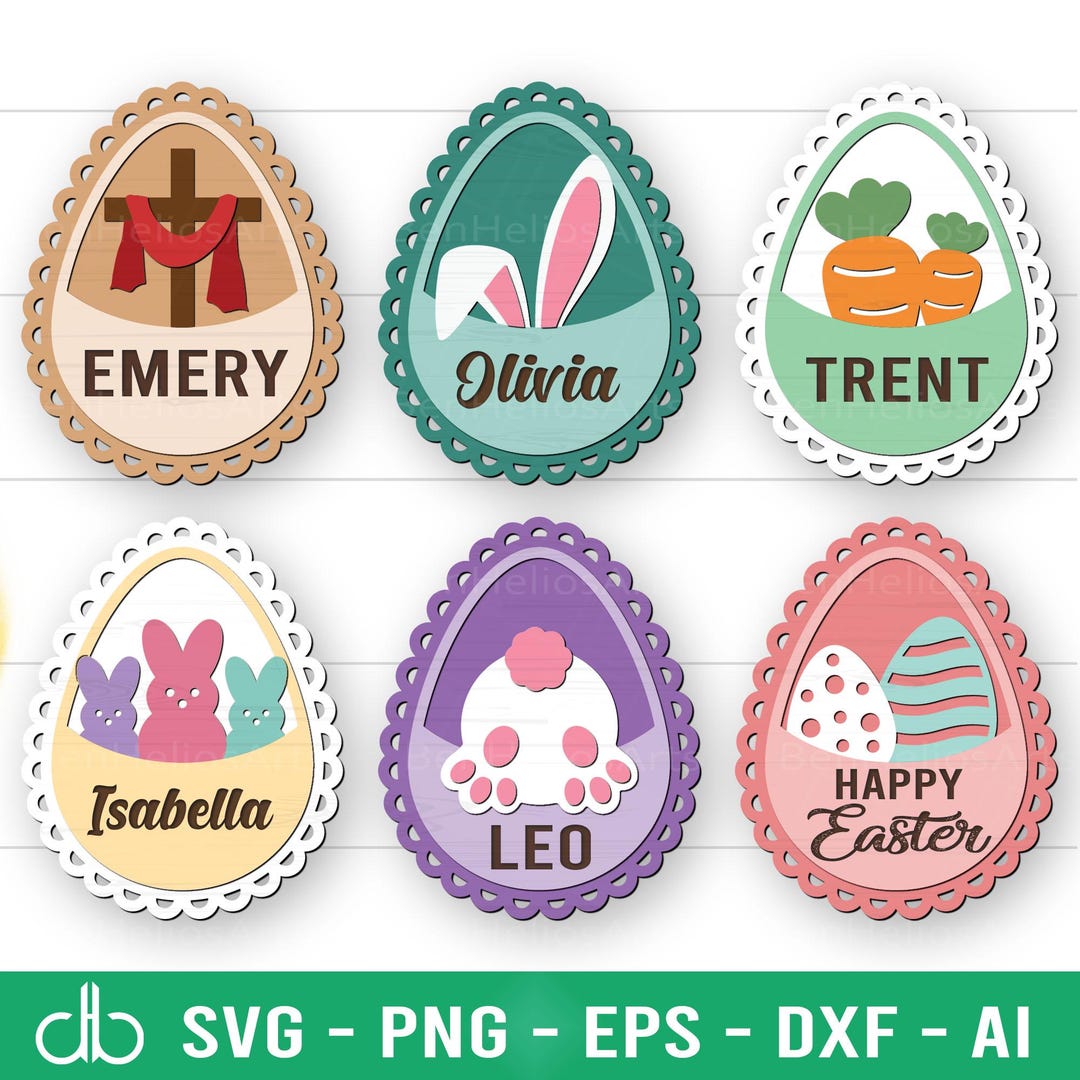 Easter Name Tag SVG, Basket Name Tag, Personalized Easter Tag, Egg Name ...