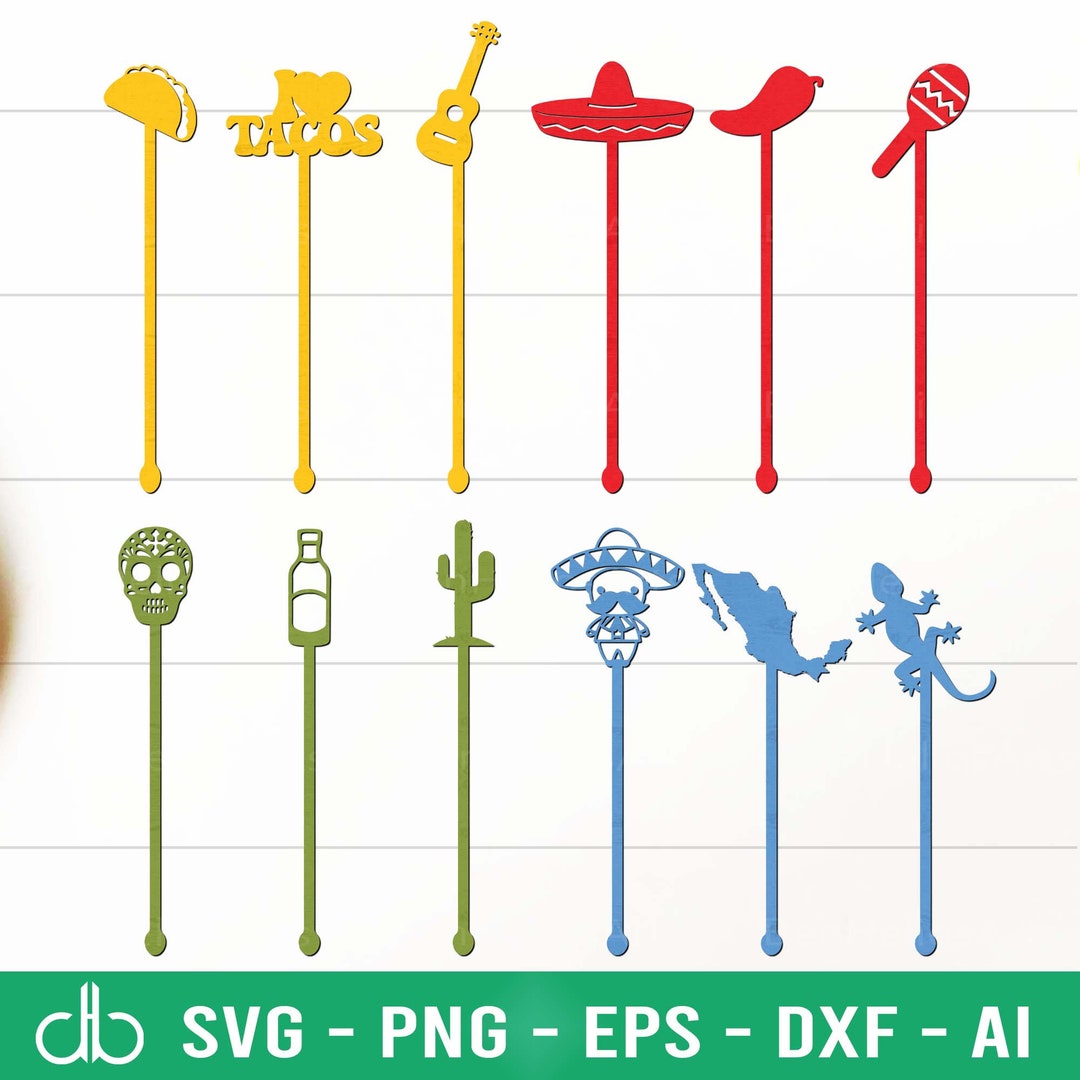Mexico Stir Swizzle Sticks SVG, Mexico Stir Swizzle Stick SVG Bundle ...