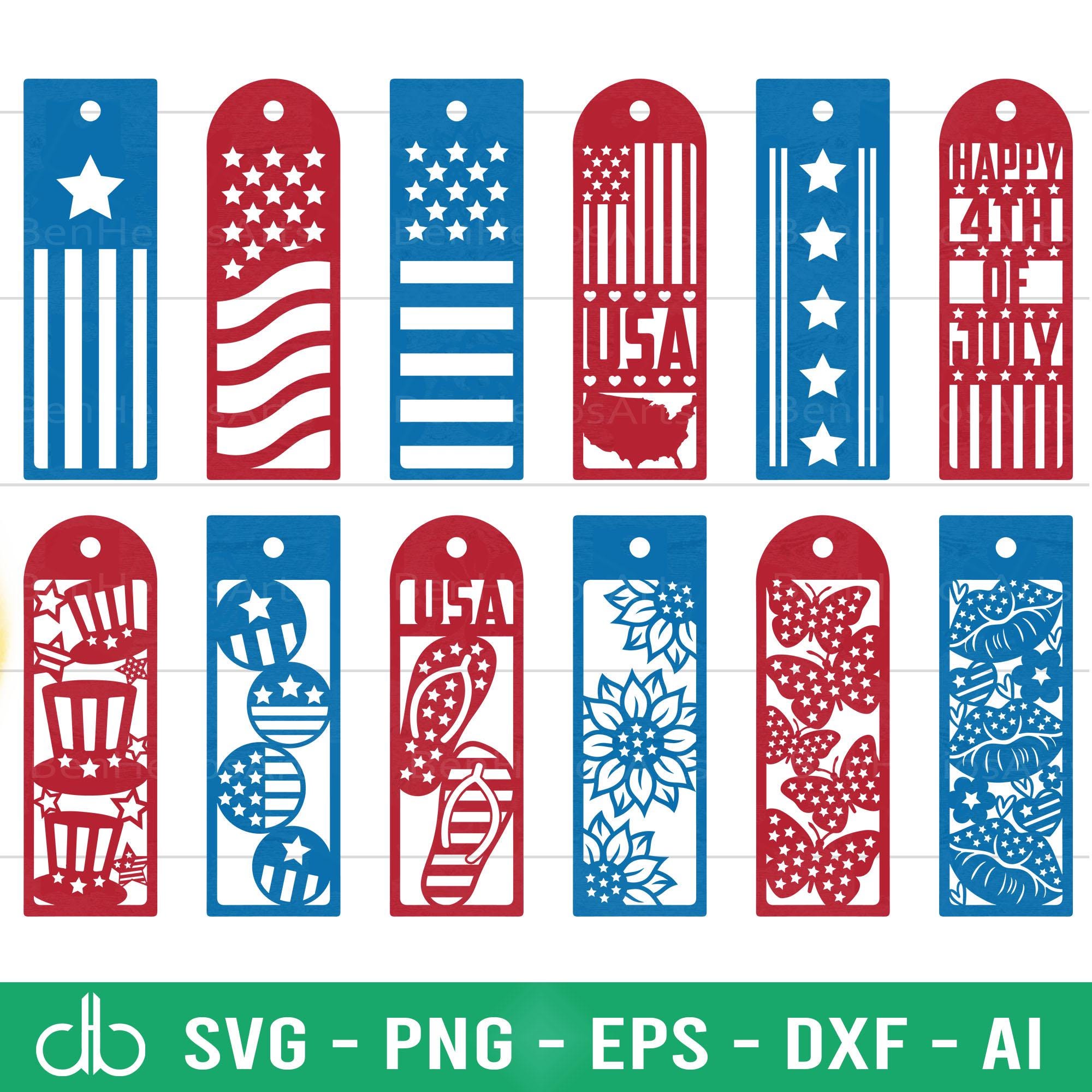 Happy 4th of July Bookmark SVG Bundle, Patriotic Bookmark SVG Bundle ...
