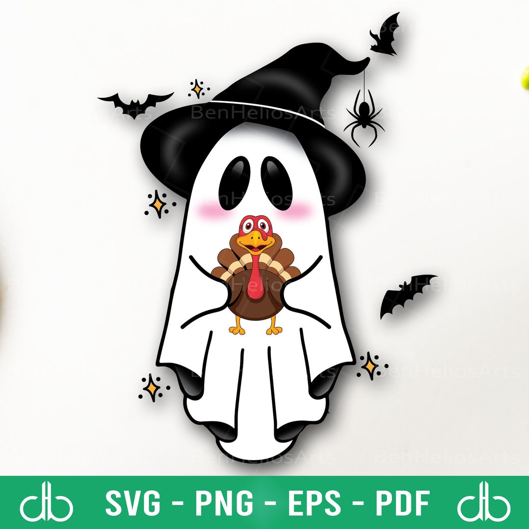 Ghost Turkey SVG, Ghost Thanksgiving Turkey SVG, Ghost Holding ...