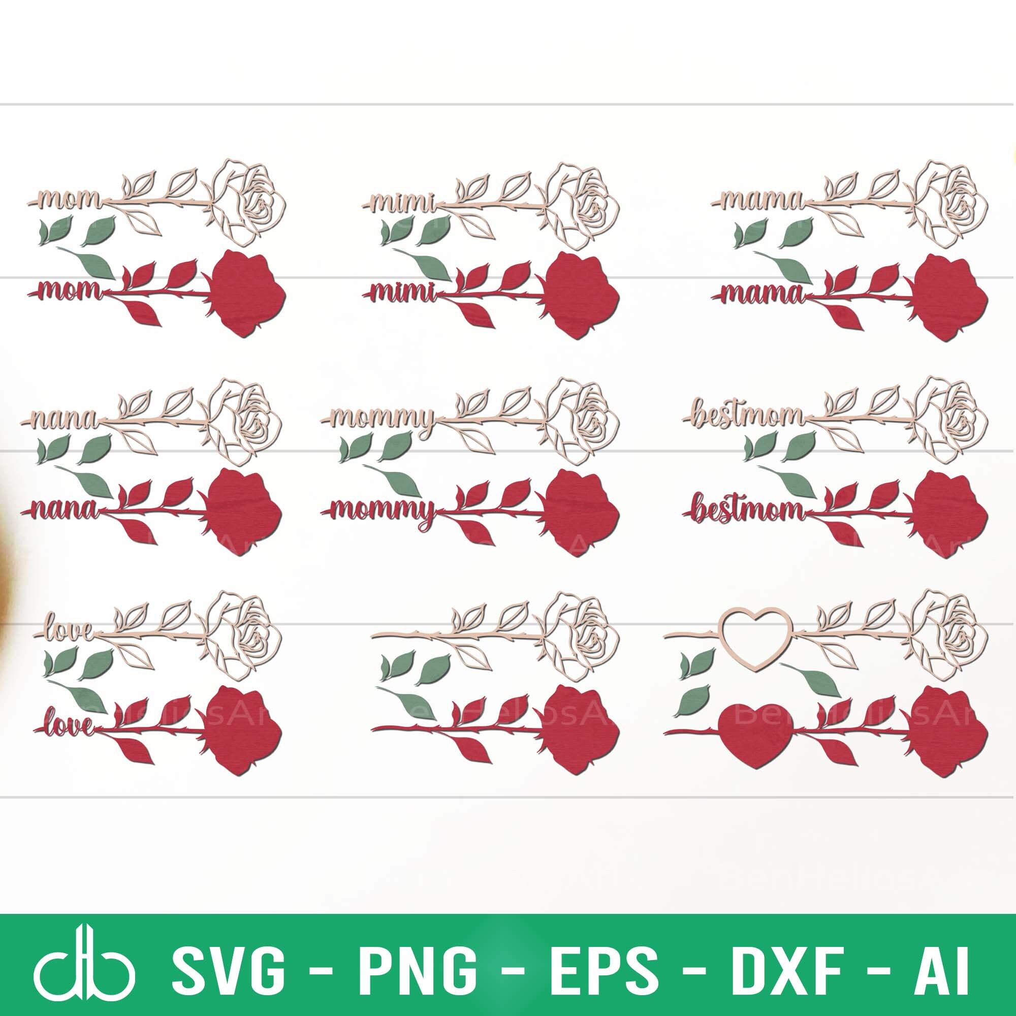 Mother's Day Rose SVG Bundle, Roses SVG, Mother's Day SVG, Flowers Svg ...