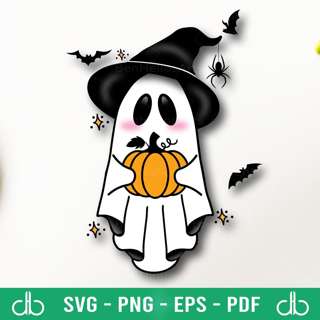 Ghost Holding Pumpkin SVG, Ghost Pumpkin SVG, Autumn Ghost SVG, Fall ...