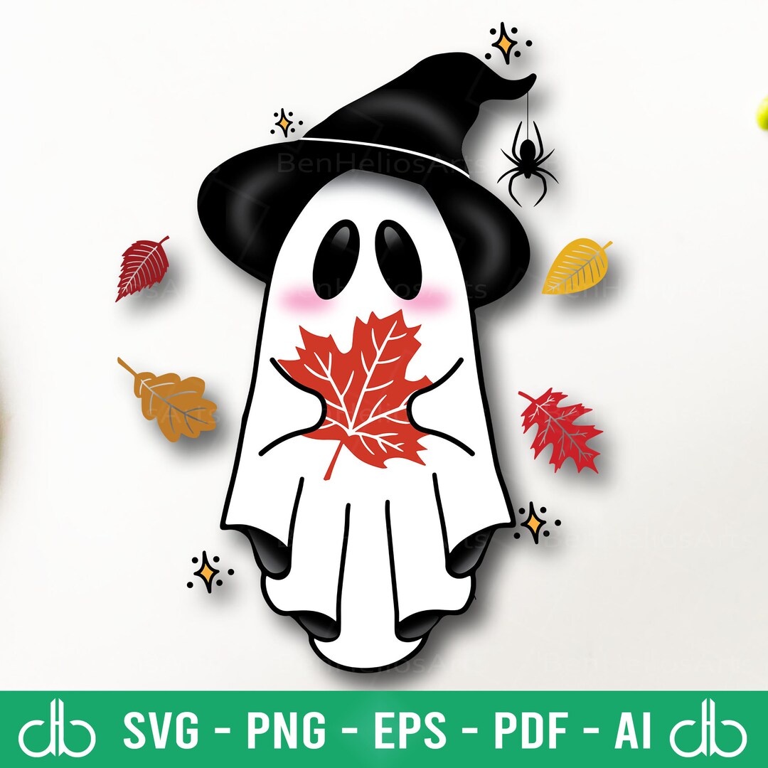Ghost Holding Leaf SVG Ghost Leaf SVG Autumn Ghost SVG Fall - Etsy