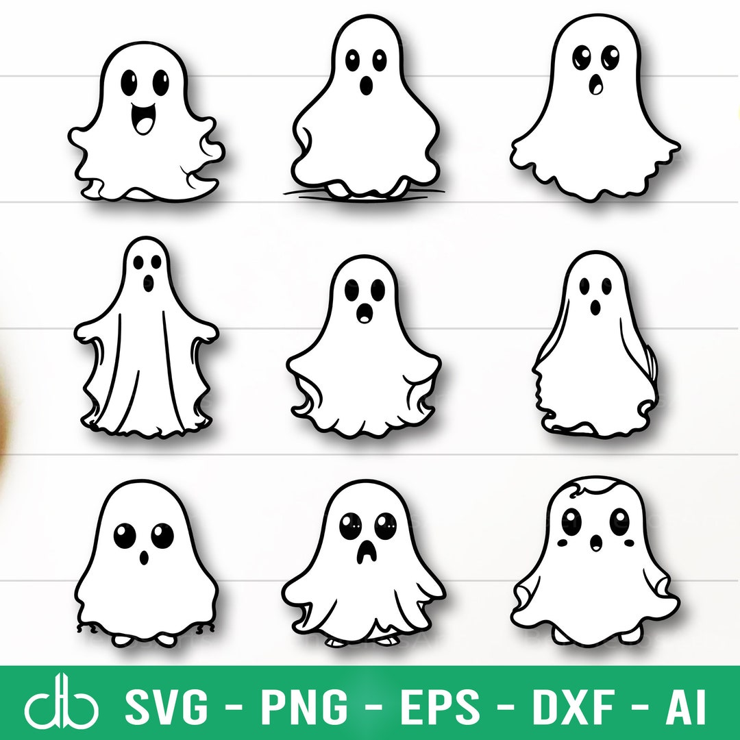 Cute Halloween Ghost SVG Bundle, Halloween Ghosts SVG, Hanging Ghosts ...
