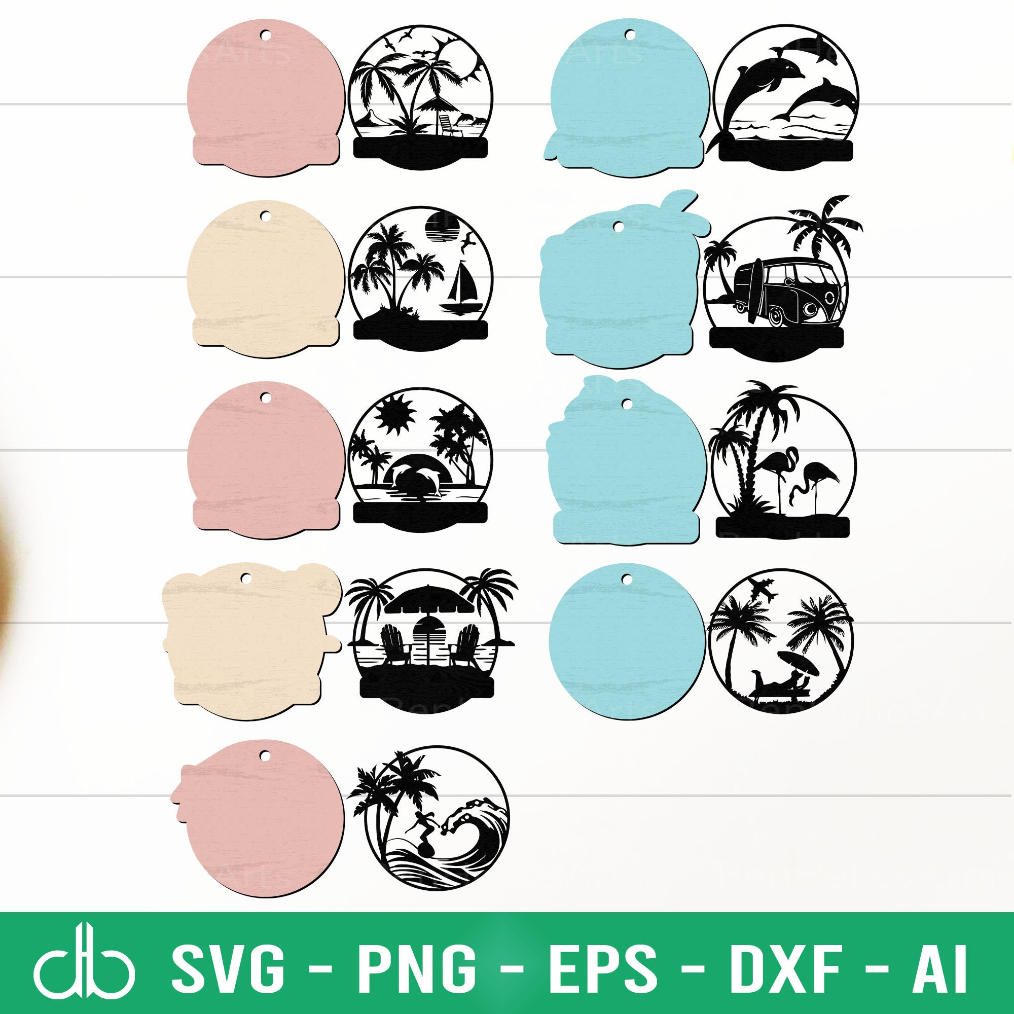 Beach Keychain SVG Bundle, Summer Keychain SVG Bundle, Round Keychain ...