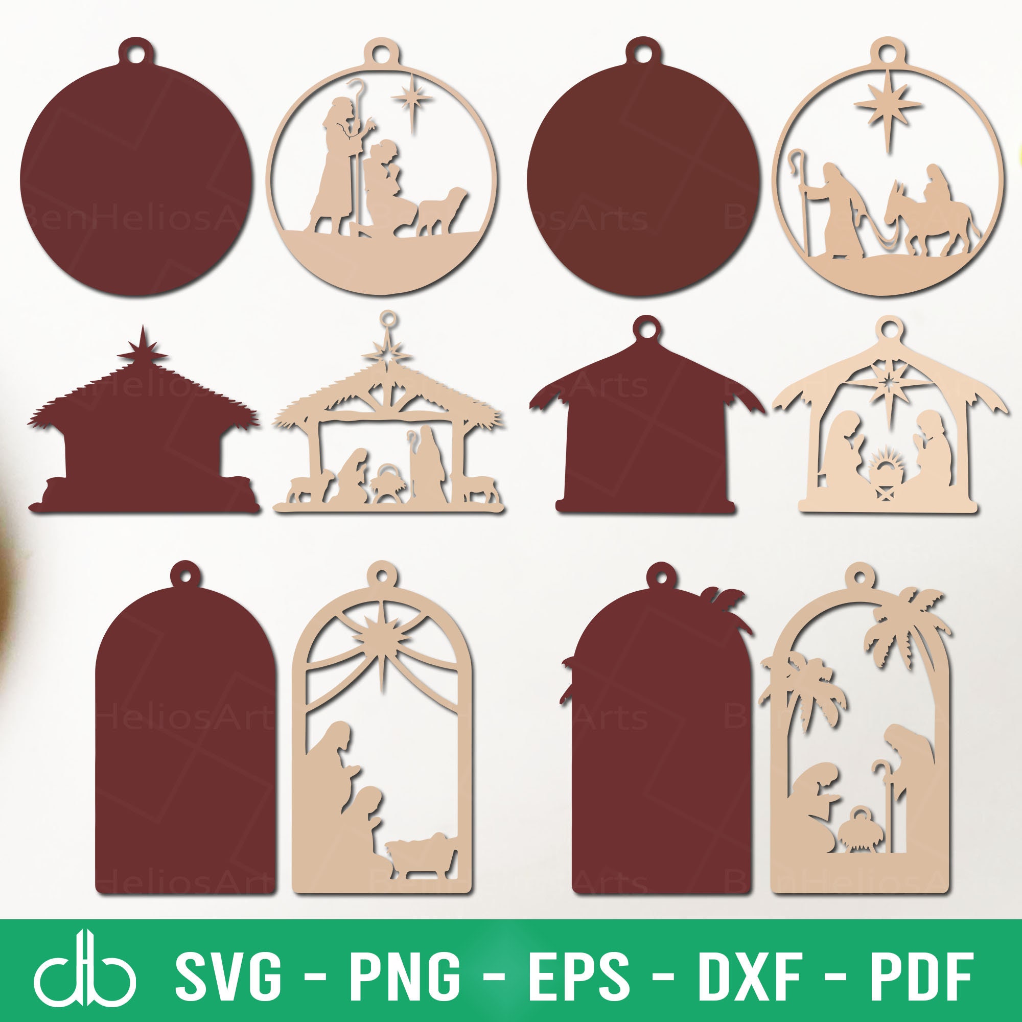 Christmas Nativity Scene Ornaments SVG, Nativity SVG Bundle, Nativity ...