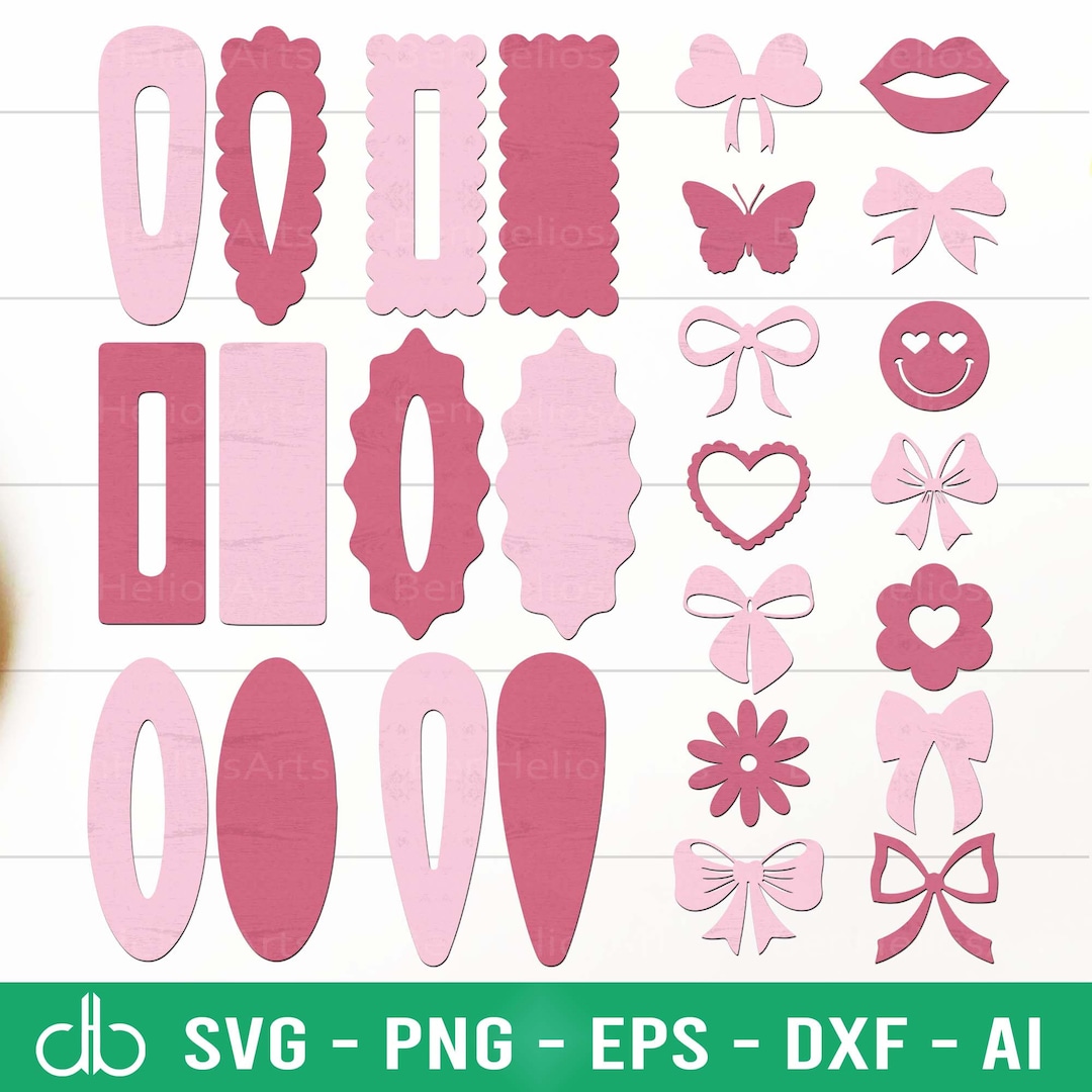Coquette Bow Snap Clip Bundle SVG, Coquette Bow Snap Clips SVG, Bow ...