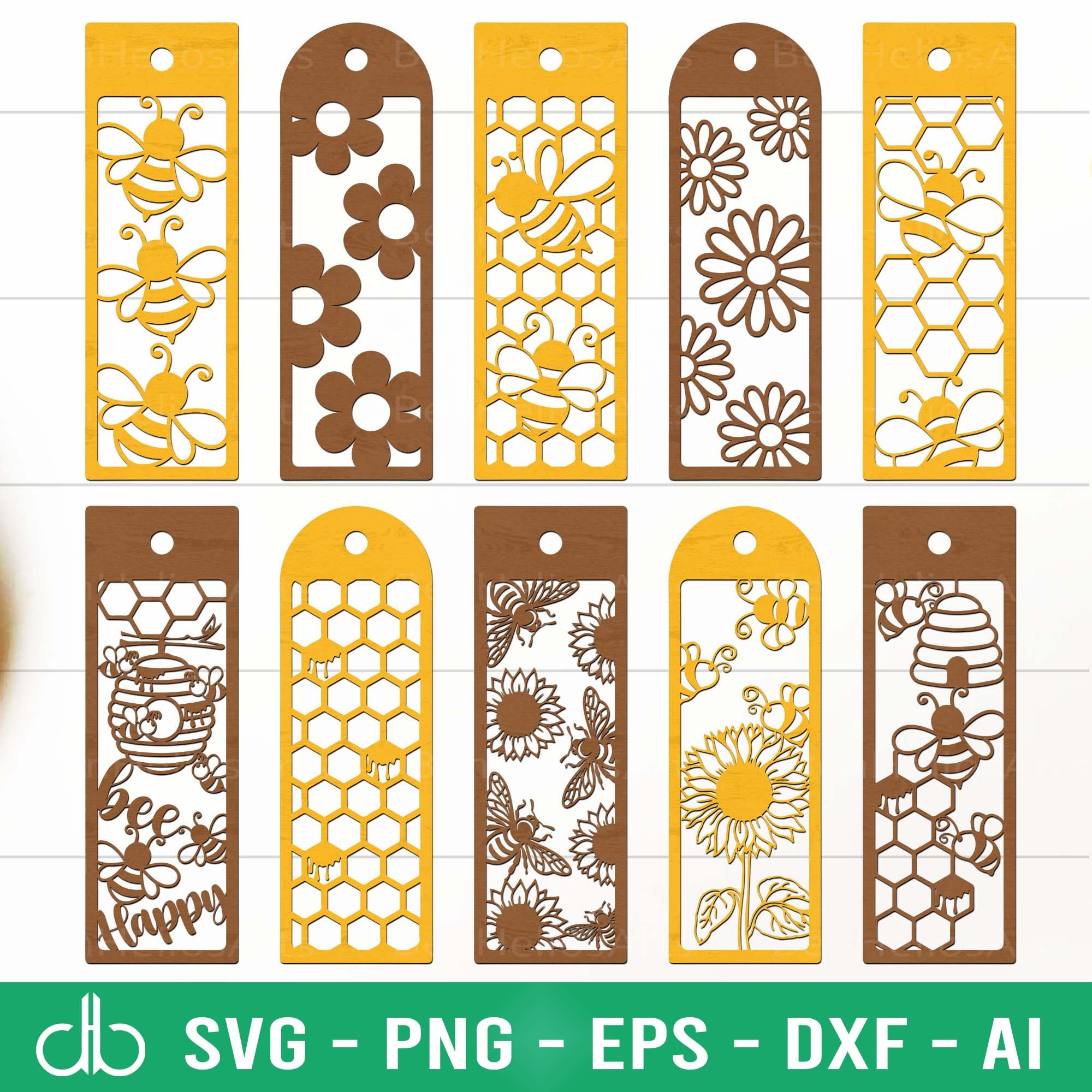 Honey Bee Bookmark SVG Bundle, Bee Bookmark SVG Bundle, Bookmarks SVG ...