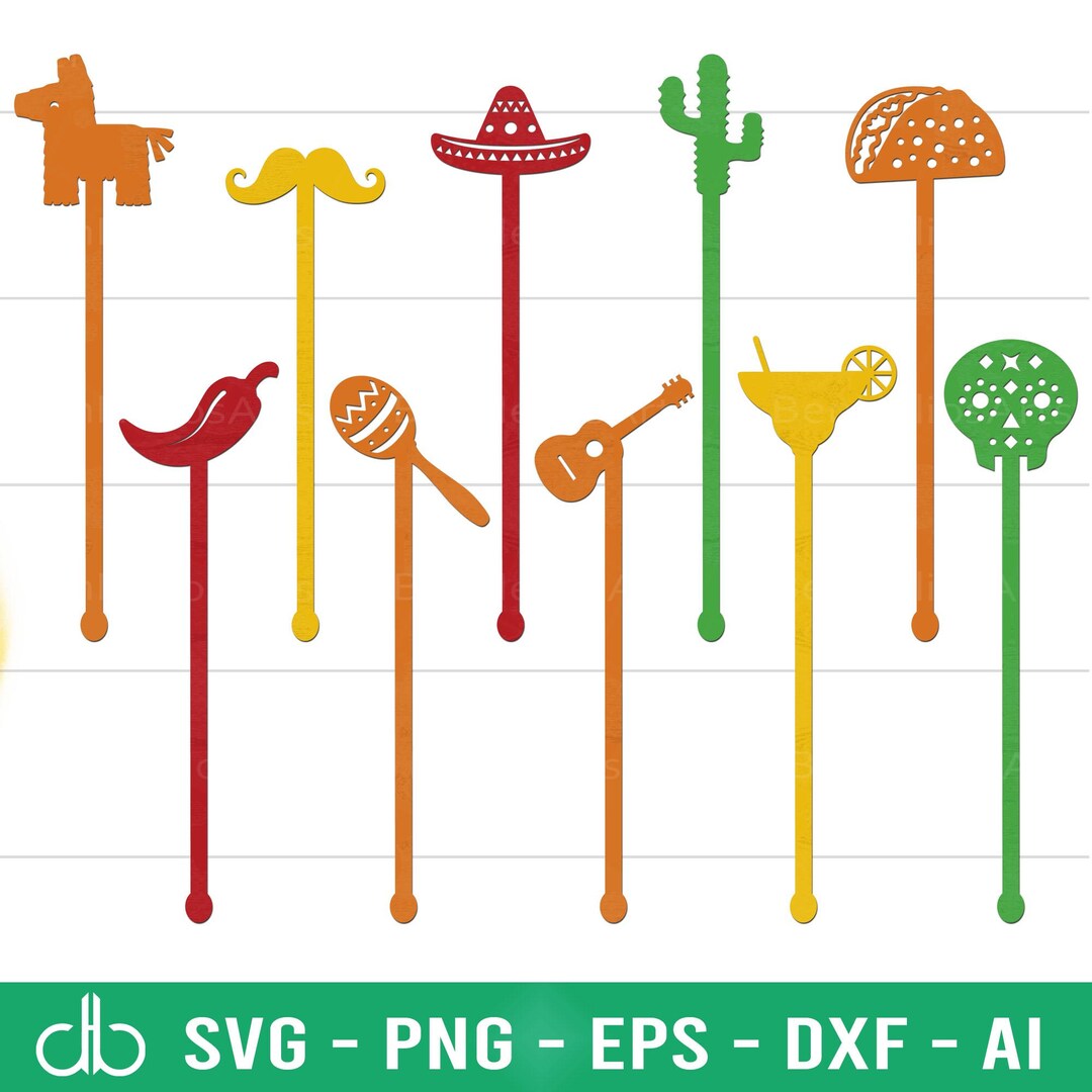 Cinco De Mayo Stir Swizzle Sticks SVG, Cinco De Mayo Stir Swizzle Stick ...