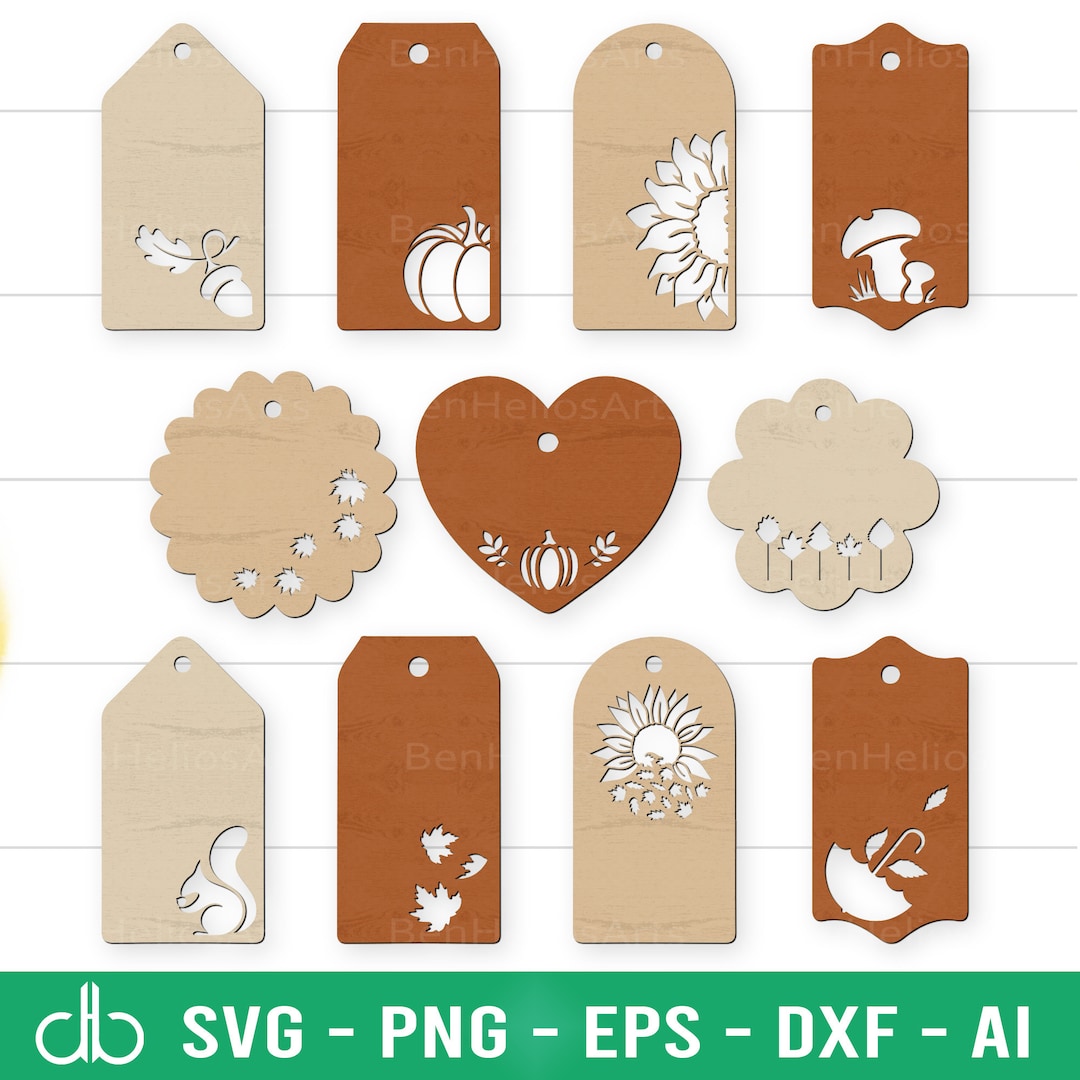 Autumn Gift Tags SVG Bundle, Autumn Tags SVG, Gift Tags SVG, Name Tags ...