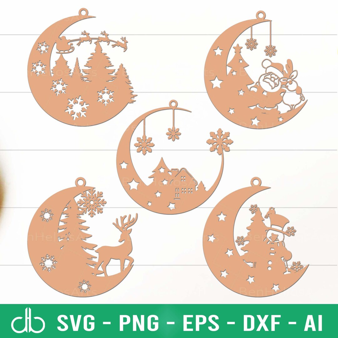 Moon Christmas Scene SVG Bundle, Christmas Moon SVG Bundle, Moons SVG ...