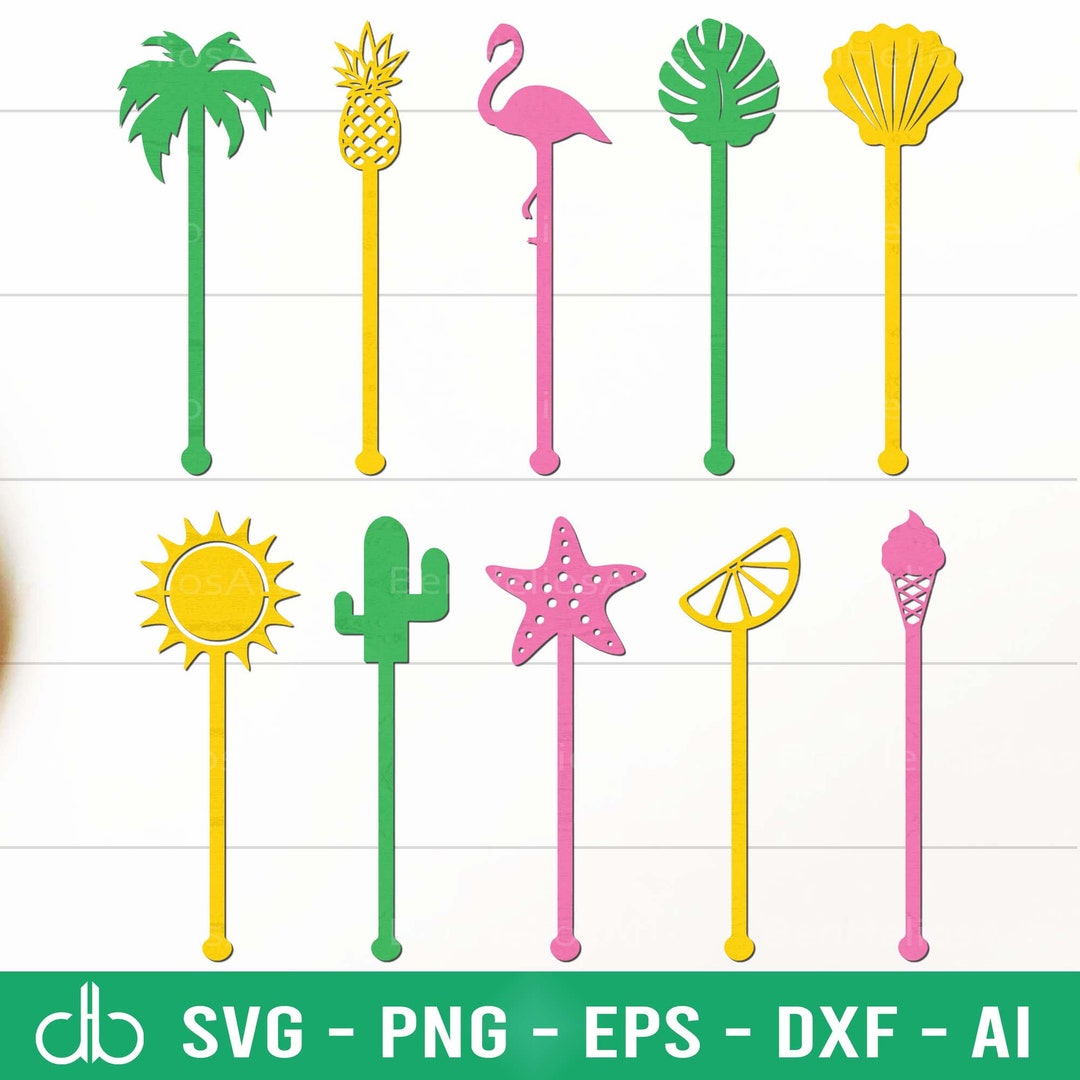 Summer Stir Swizzle Sticks SVG, Summer Stir Swizzle Stick SVG Bundle ...