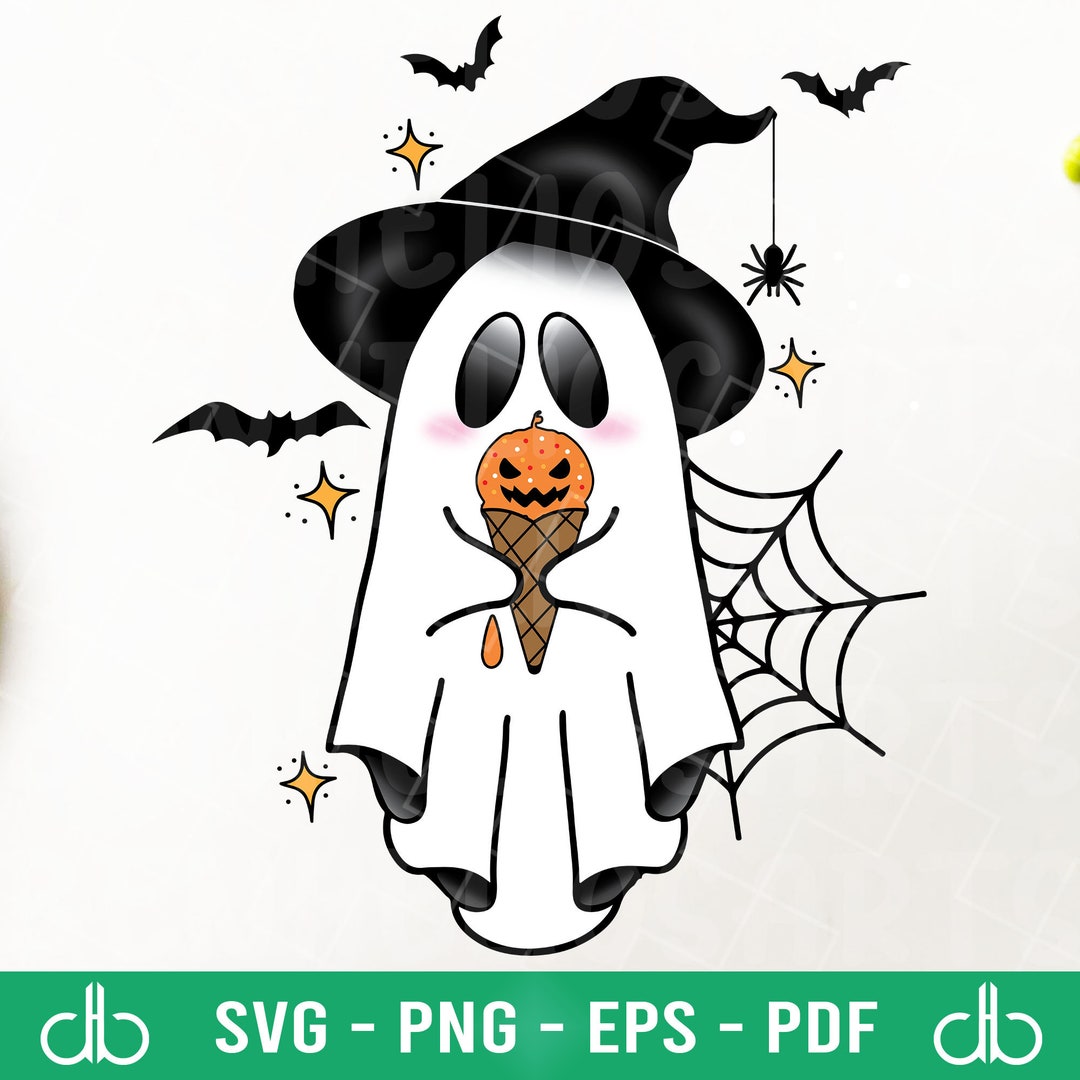 Ghost Ice Cream SVG, Ghost Ice Cream Cone SVG, Ghost SVG, Ice Cream Svg ...