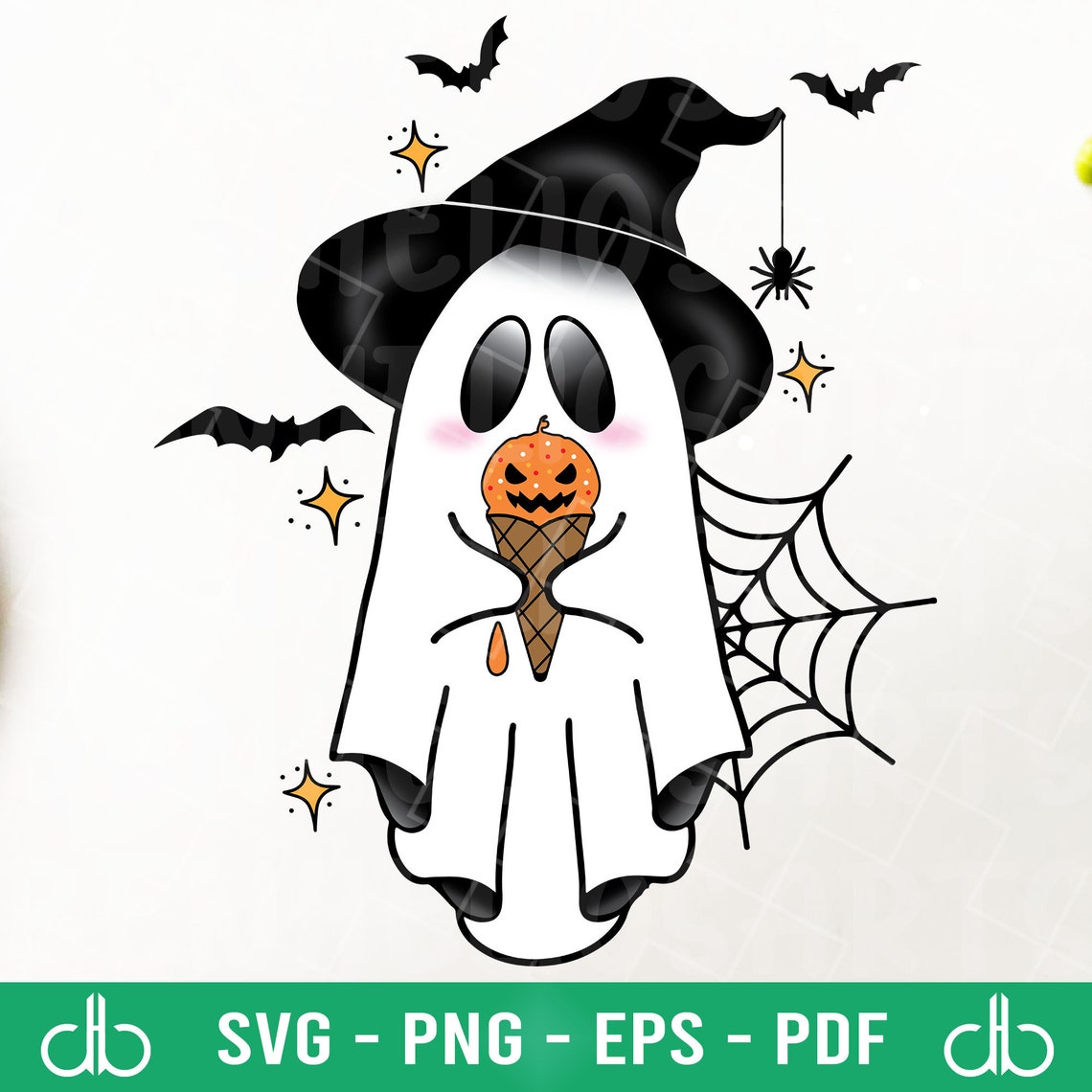 Ghost Ice Cream SVG, Ghost Ice Cream Cone SVG, Ghost SVG, Ice Cream Svg ...