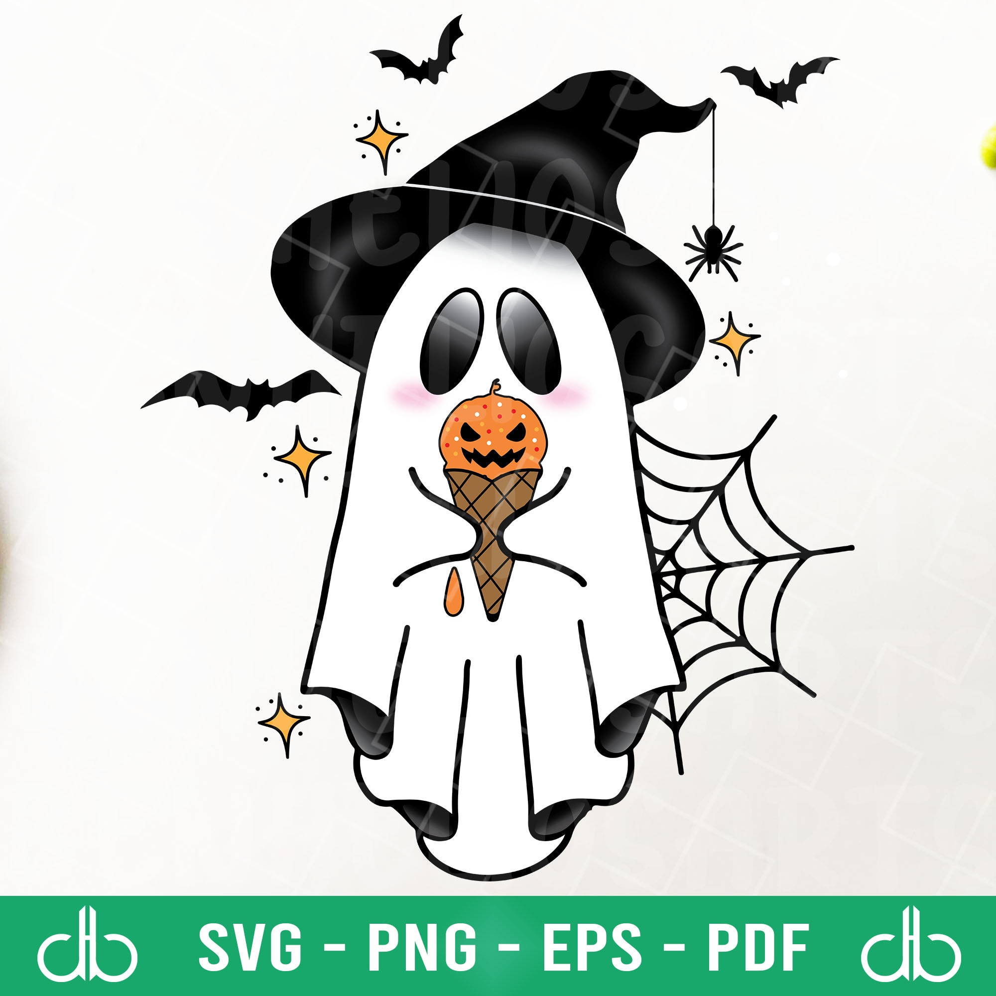 Ghost Ice Cream SVG, Ghost Ice Cream Cone SVG, Ghost SVG, Ice Cream Svg ...