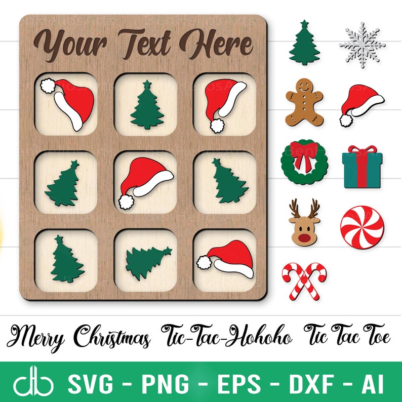 Christmas Tic Tac Toe SVG, Tic-tac-hohoho SVG, Christmas Tic Tac Toe ...