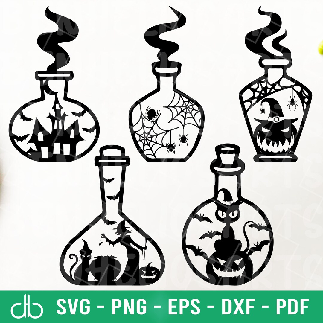 Halloween Poison Bottle Bundle SVG, Potion Bottles SVG, Witches Poison ...