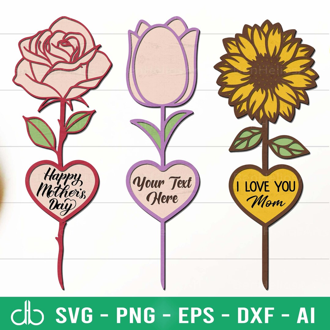 Muttertag Rose SVG, Muttertag Tulpe SVG, Muttertag Sonnenblume SVG ...