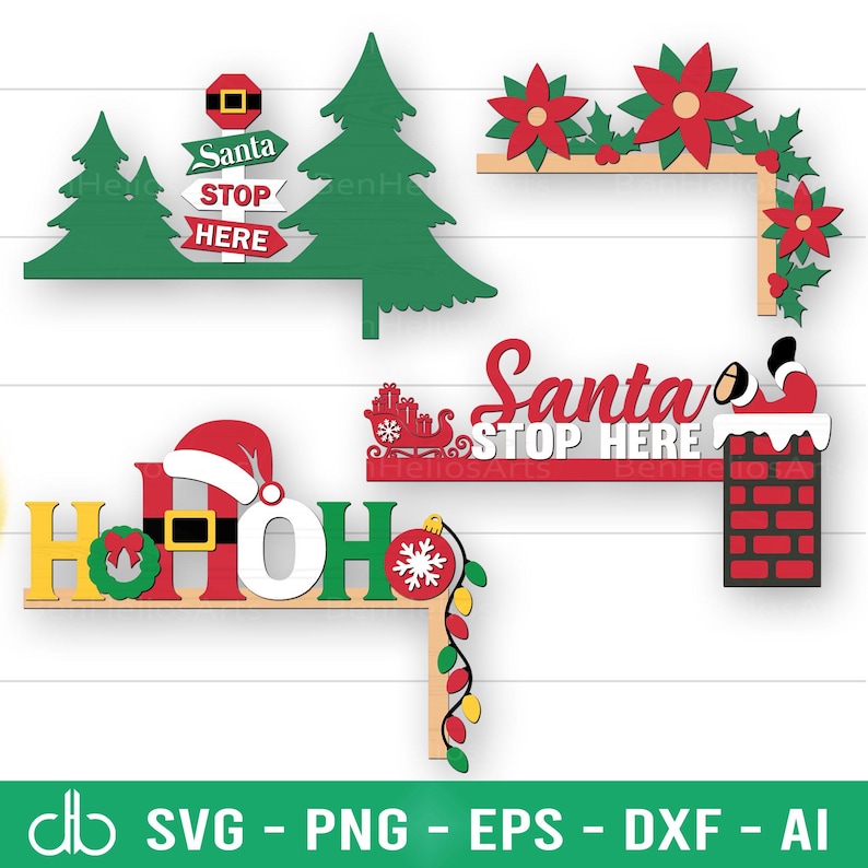 Santa Christmas Door Corner SVG Bundle, Christmas Door Corners SVG ...