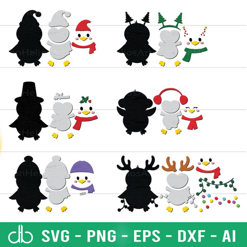 Christmas Penguin SVG Bundle, Cute Penguin SVG, Christmas Penguin Laser ...