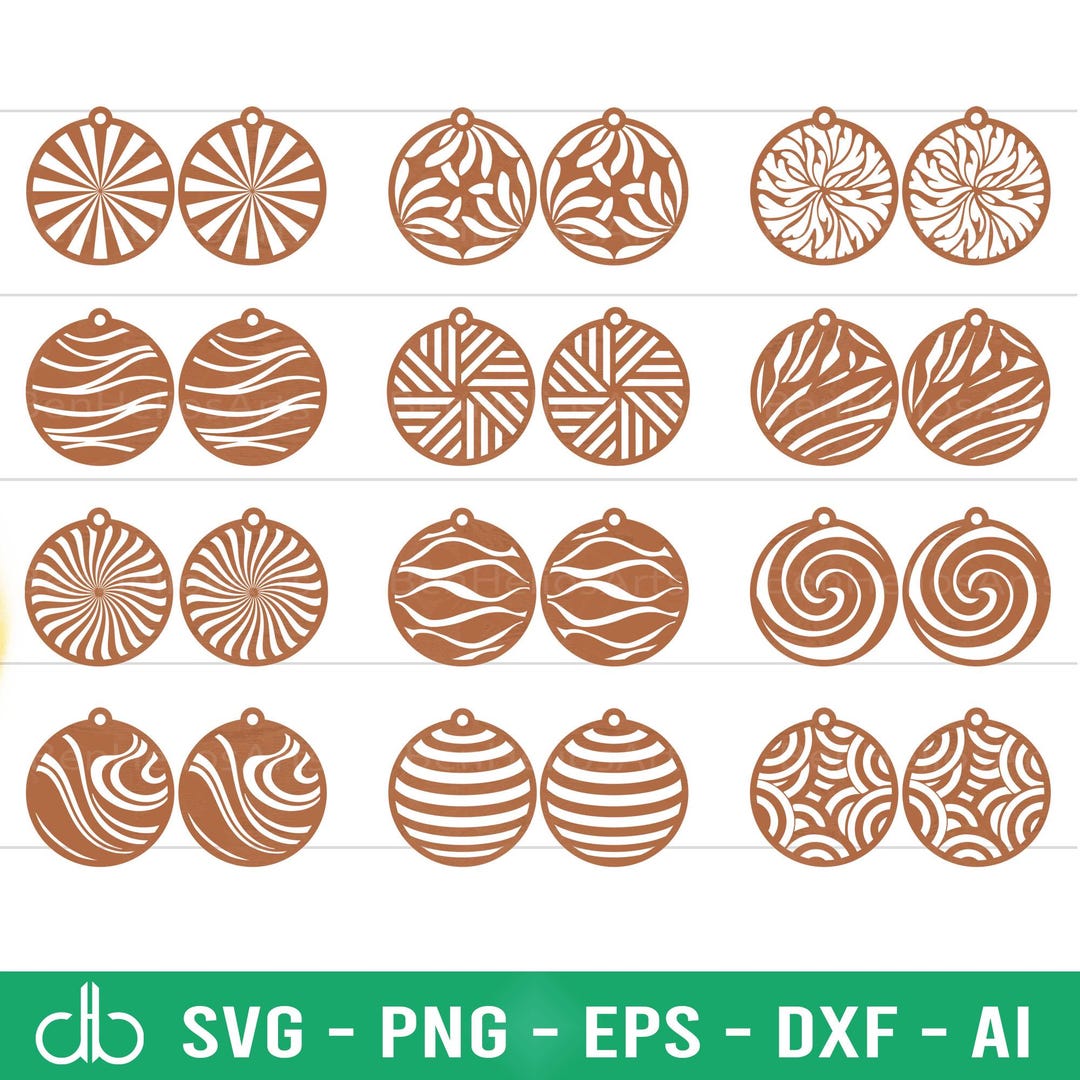 Round Earring SVG Bundle, Circle Earrings SVG, Earrings SVG, Round ...