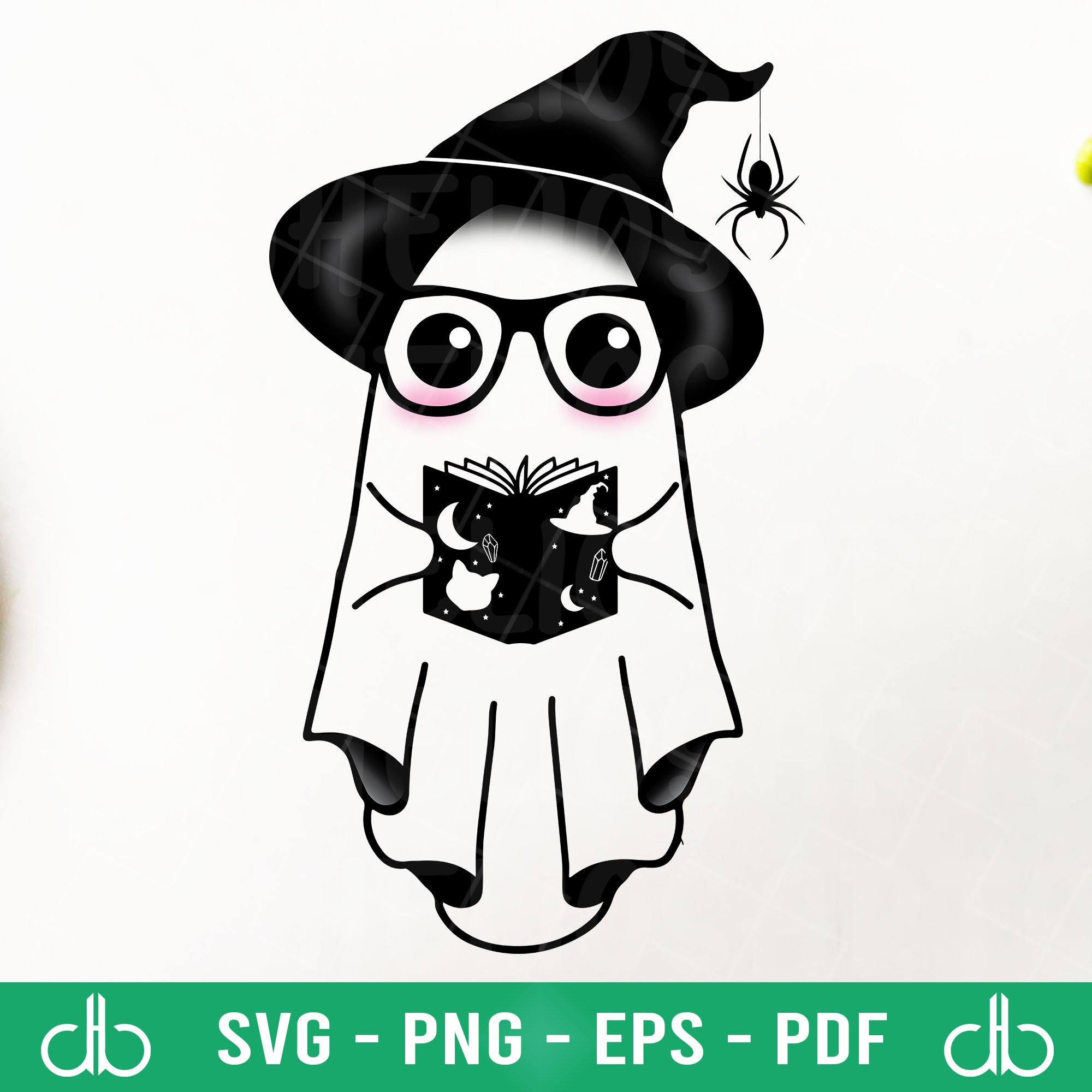 Ghost Reading SVG, Ghost Book SVG, Ghost Reading Book SVG, Ghost ...