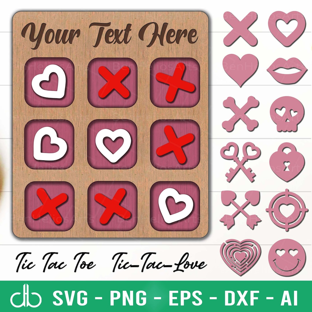 Valentine Tic Tac Toe SVG, Tic-tac-love SVG, Valentine Tic Tac Toe File ...