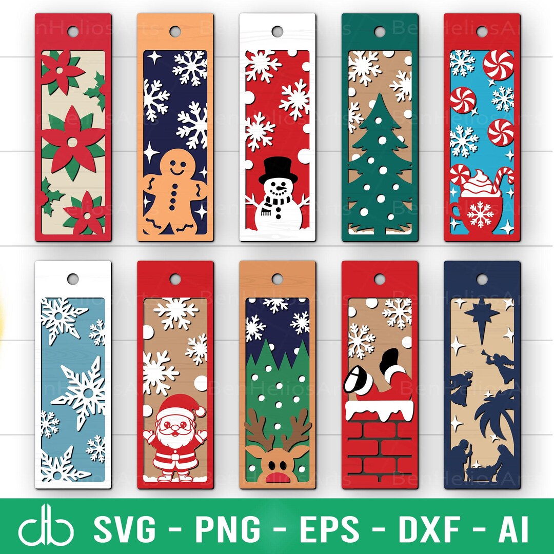 Christmas Bookmarks SVG, Christmas Bookmark SVG Bundle, Bookmarks SVG ...