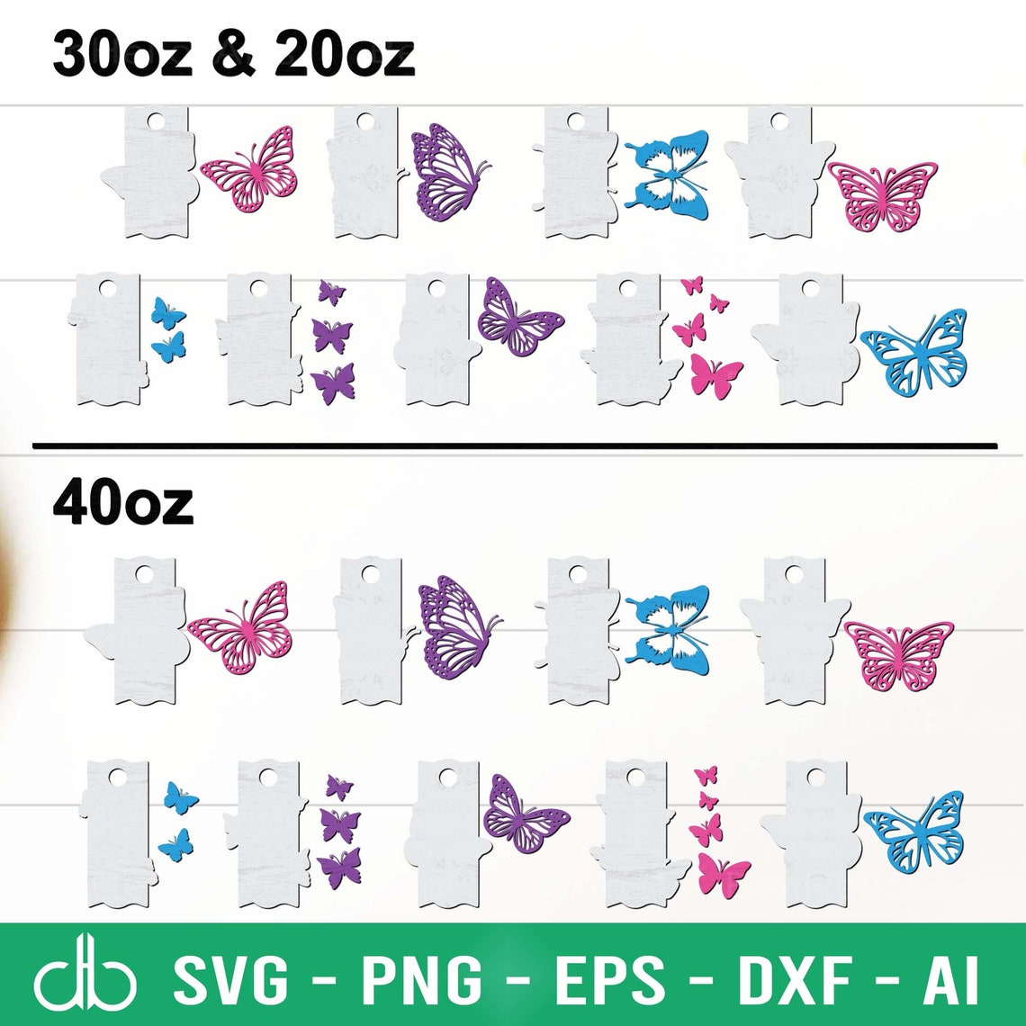 Butterfly Tumbler Topper SVG Bundle, Butterfly Stanley Topper SVG ...